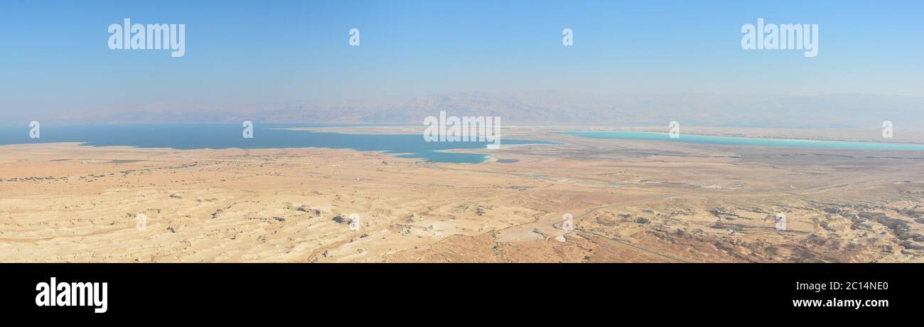 Judean Desert and Dead Sea, panorama. Desert landscape in the east of ...