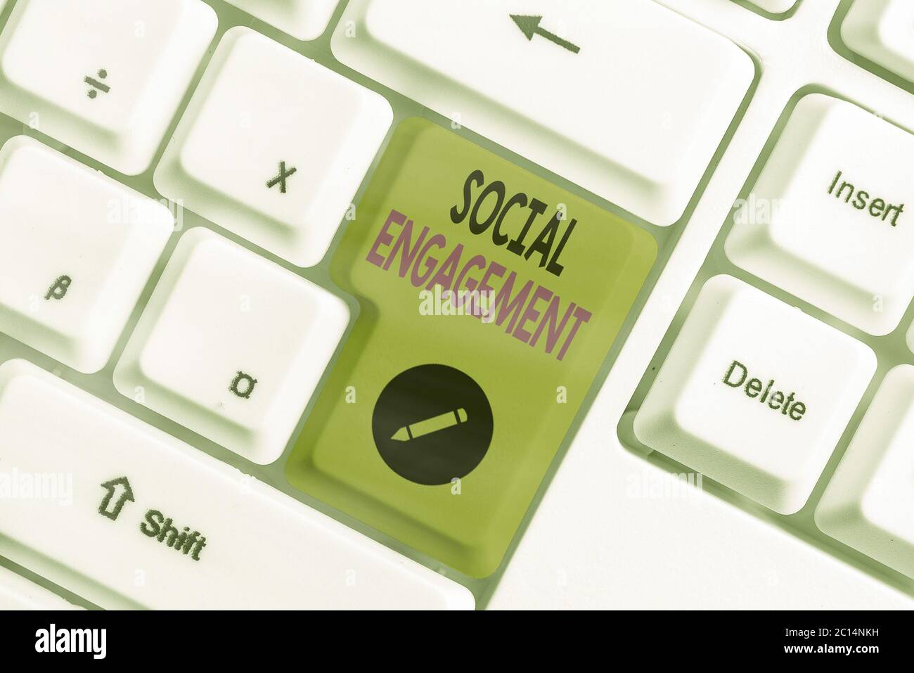 Conceptual hand writing showing Social Engagement. Concept meaning ...