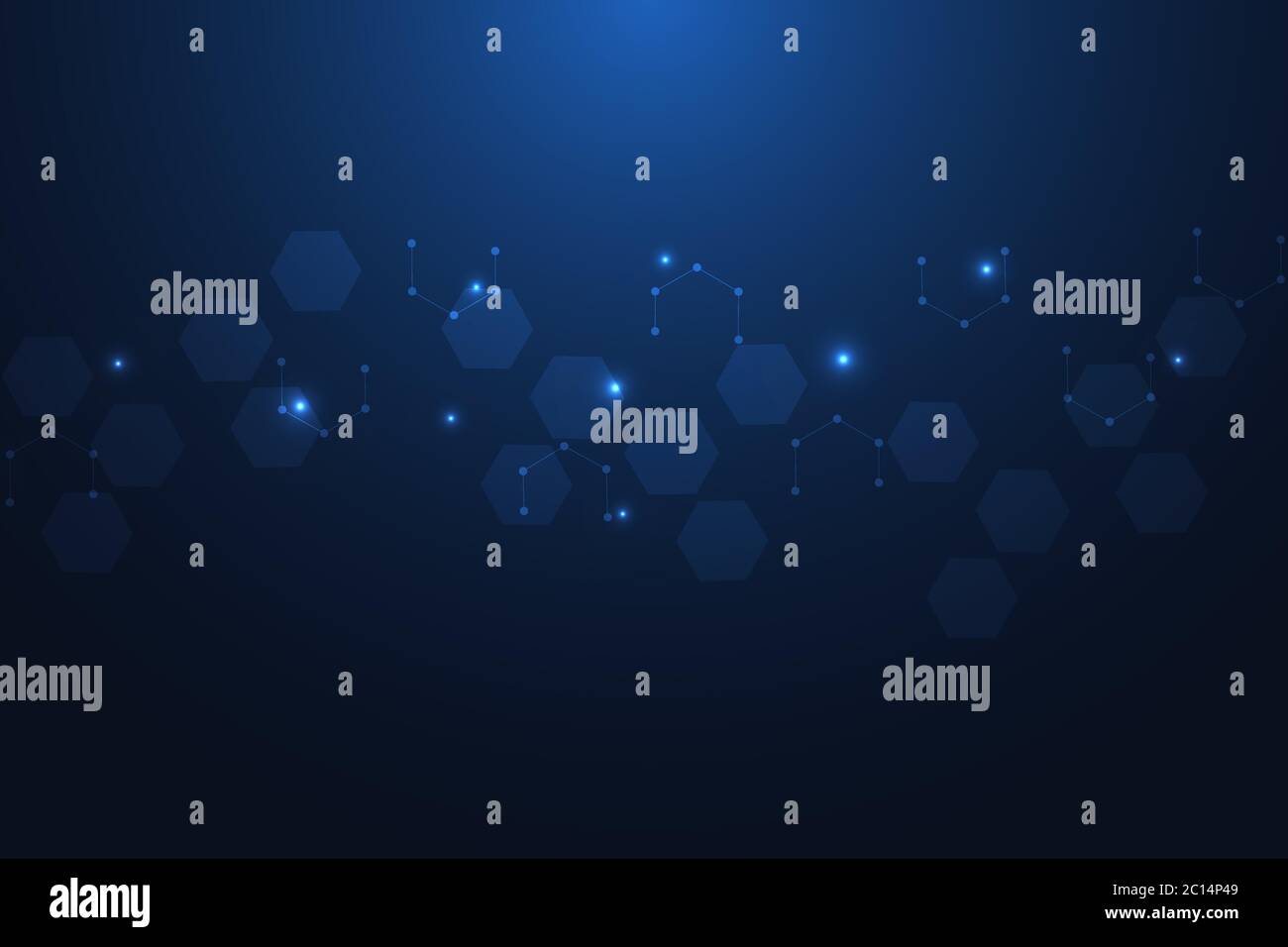 Science network pattern, connecting lines and dots. Technology hexagons ...