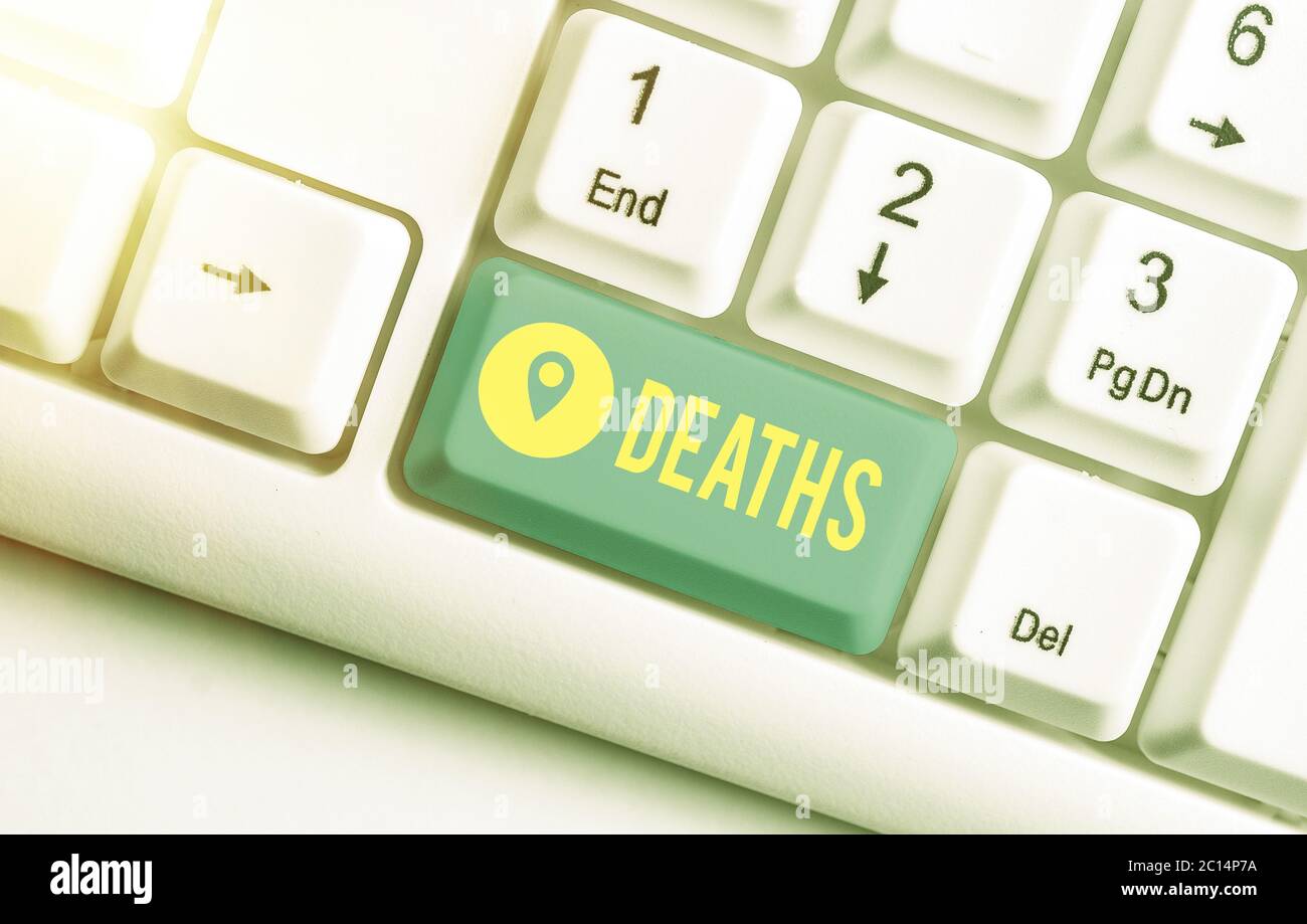 Word writing text Deaths. Business photo showcasing permanent cessation ...