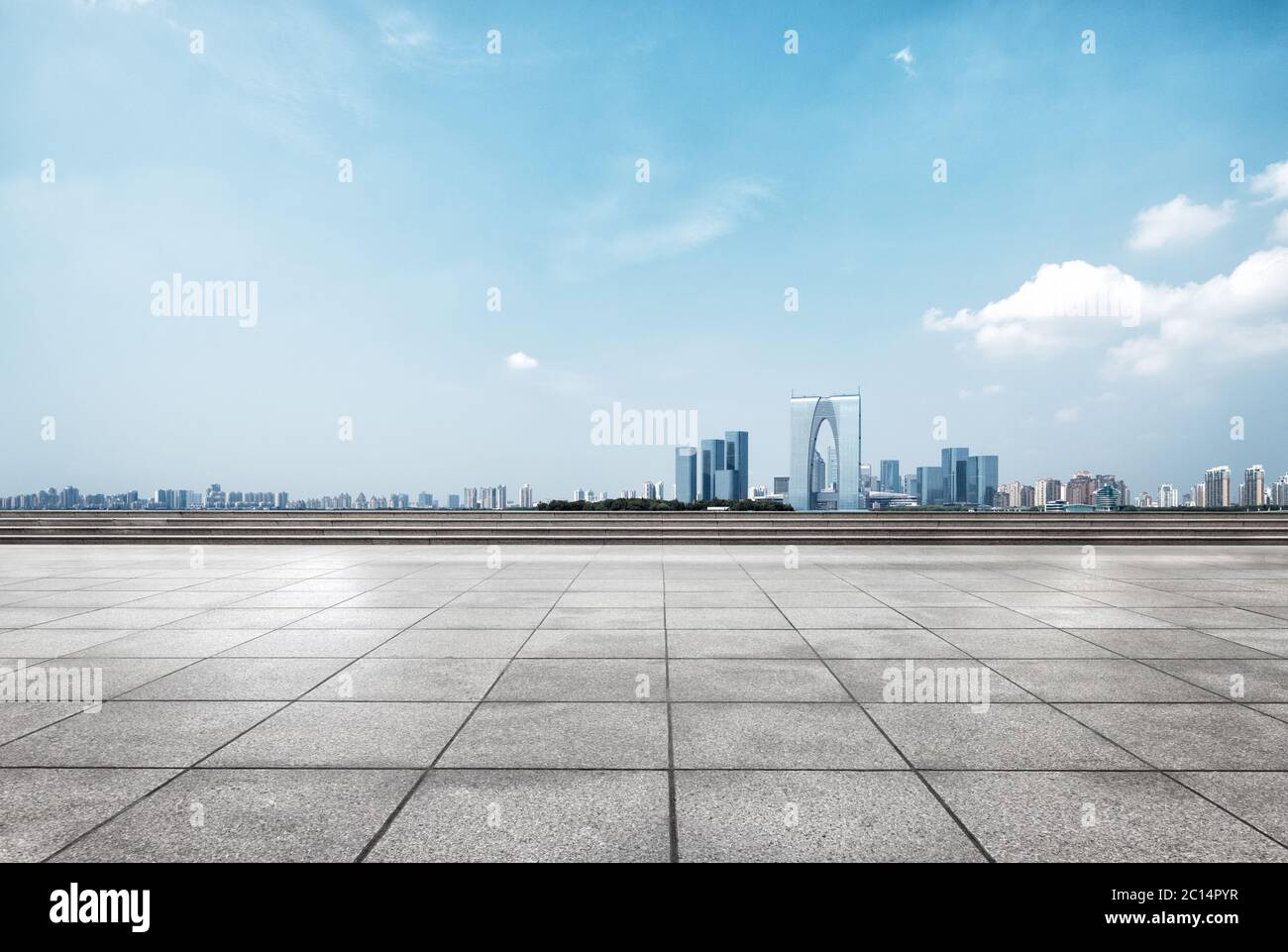 empty floor and cityscape of modern city Stock Photo - Alamy