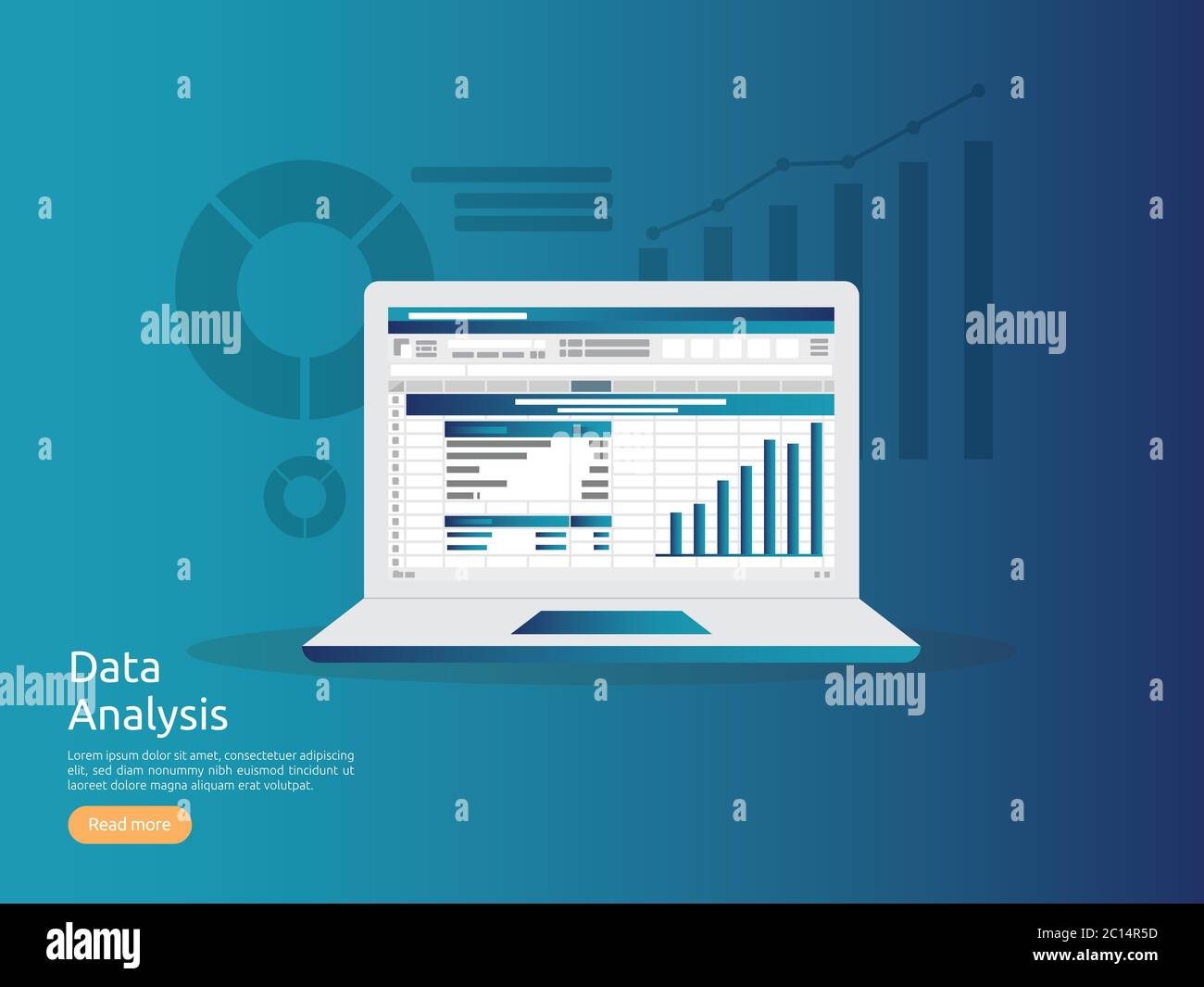 big data analysis on screen. SEO analytic, spreadsheet business audit ...