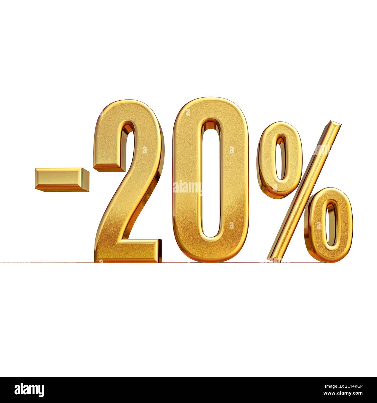 3d Gold 20 Twenty Percent Discount Sign Stock Photo - Alamy