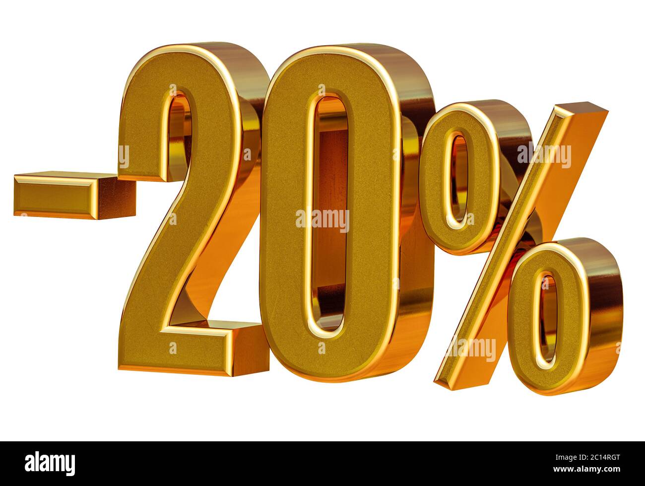 3d Gold 20 Twenty Percent Discount Sign Stock Photo - Alamy