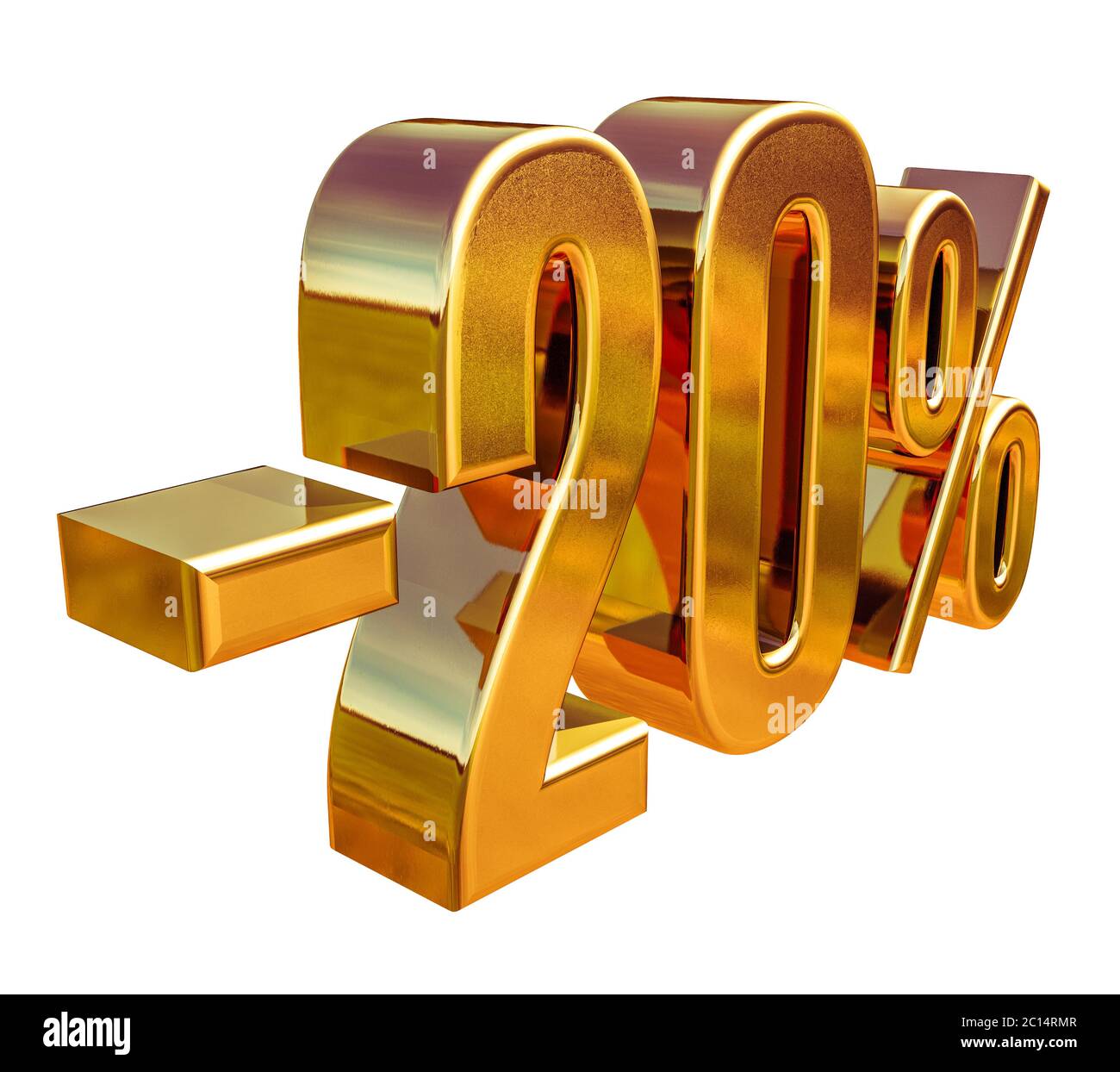 3d Gold 20 Twenty Percent Discount Sign Stock Photo - Alamy