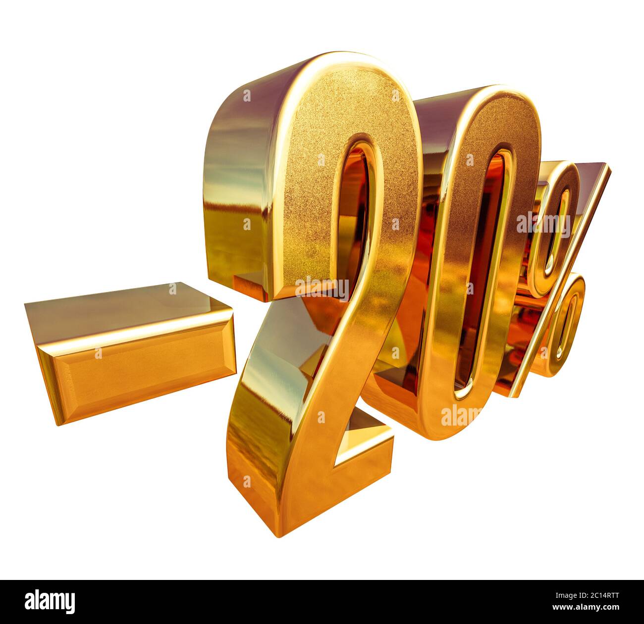 3d Gold 20 Twenty Percent Discount Sign Stock Photo - Alamy
