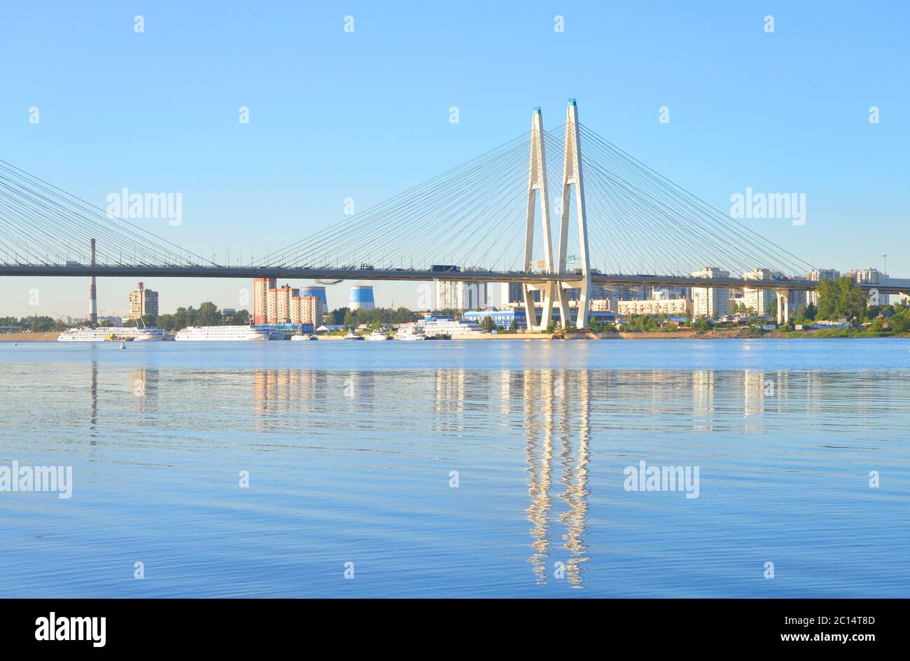 Cable stayed bridge and Neva river Stock Photo - Alamy