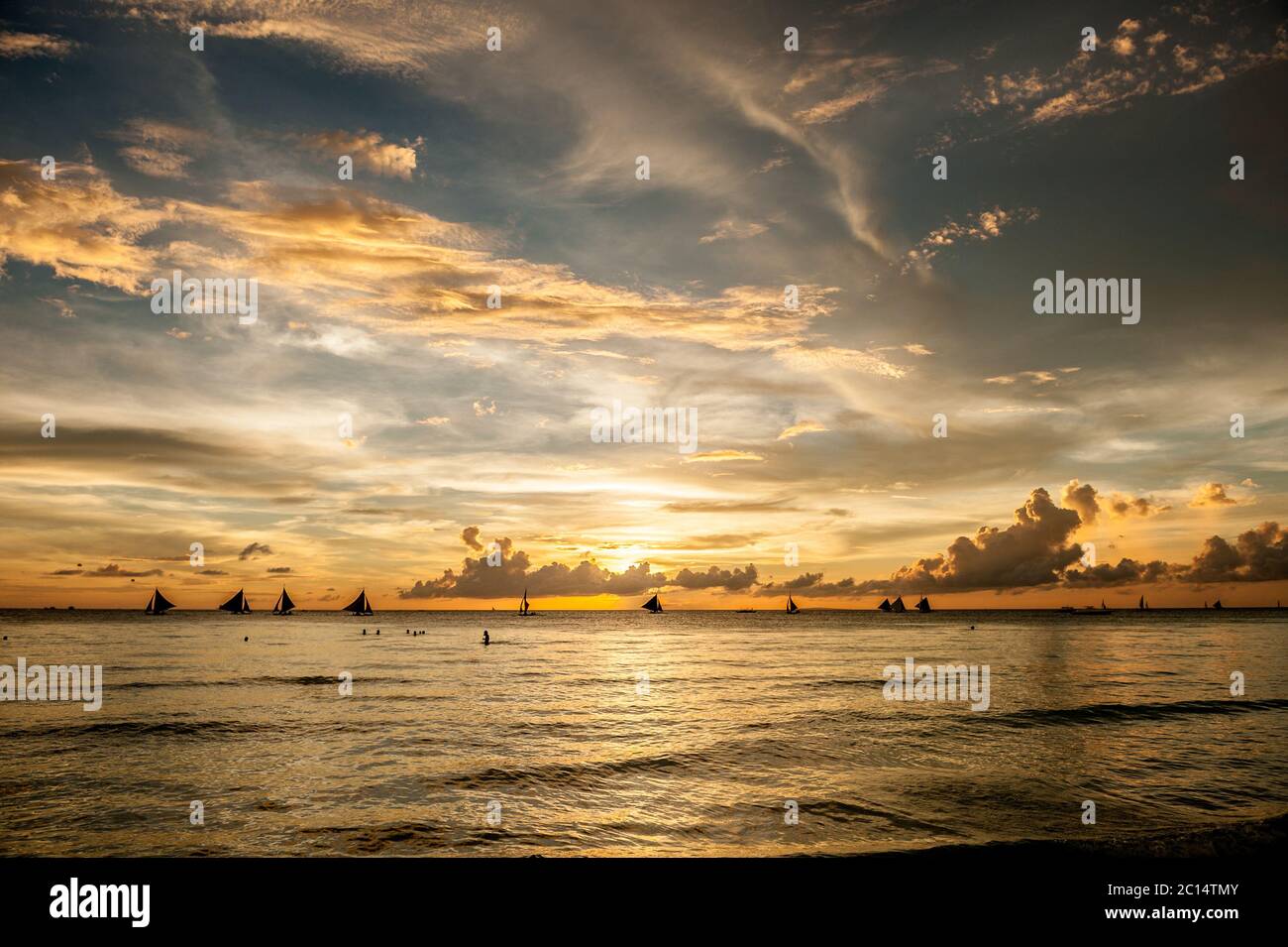 Beautiful sunset at Boracay beach, Philippines Stock Photo - Alamy