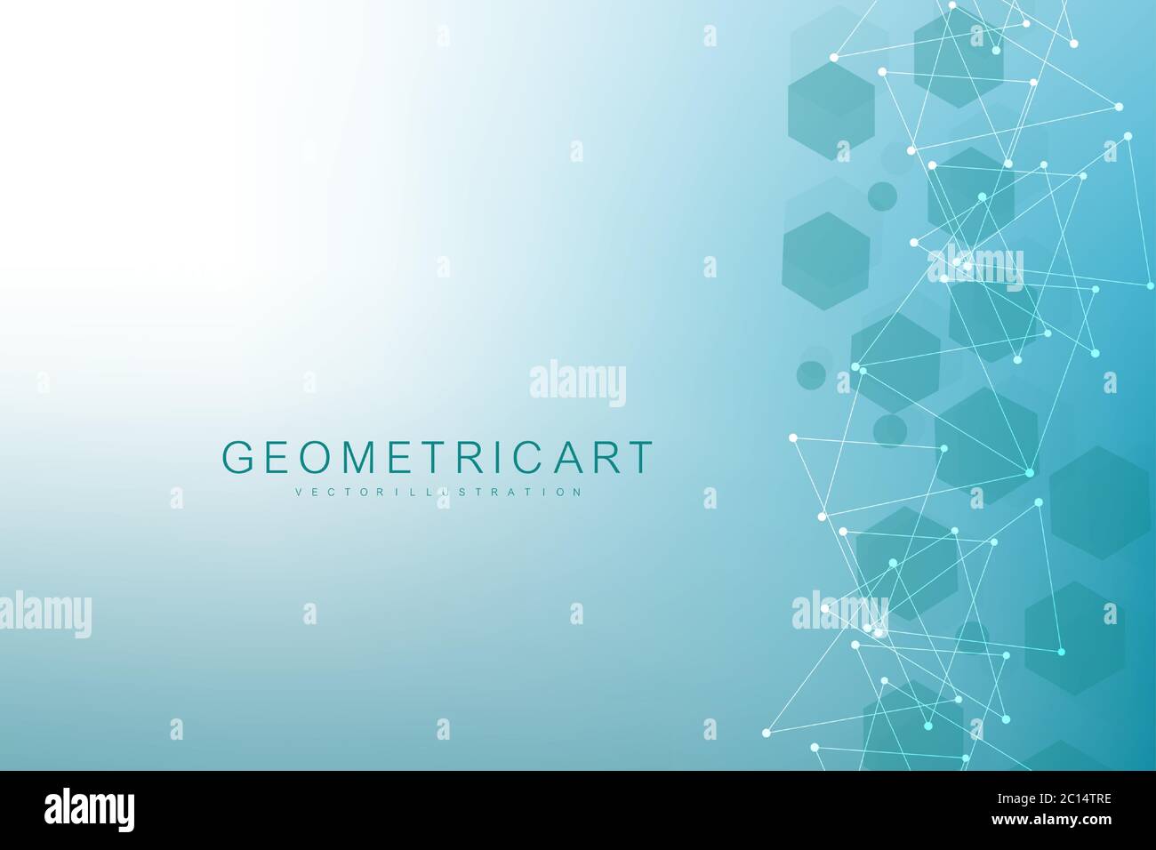 Science network pattern, connecting lines and dots. Technology hexagons structure or molecular ...