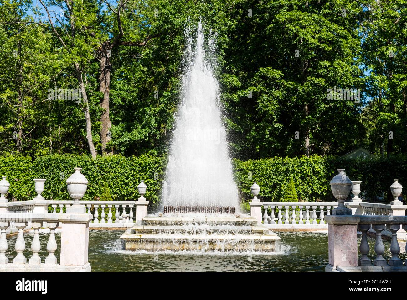 Pyramid Fountain located at the Peterhof gardens, the summer palce of ...