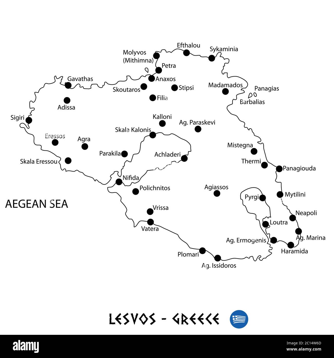 Island milos map hi-res stock photography and images - Alamy
