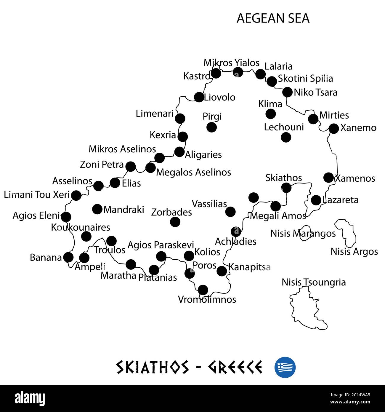 Island milos map hi-res stock photography and images - Alamy