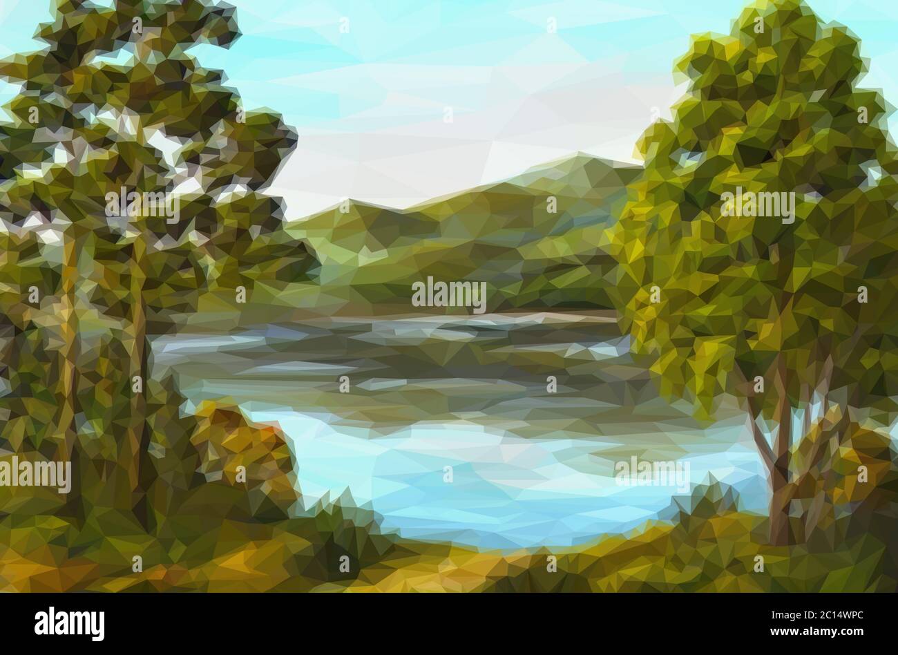Landscape, Trees and Lake Stock Photo - Alamy