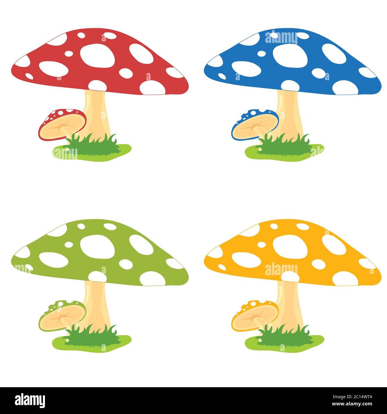 mushroom cartoon food fresh set illustration in colorful Stock Vector ...