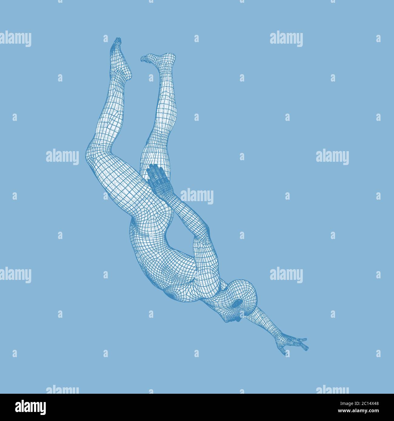 Man Falls Down from a Height. Man Fall on a Jump. 3D Model of Man ...