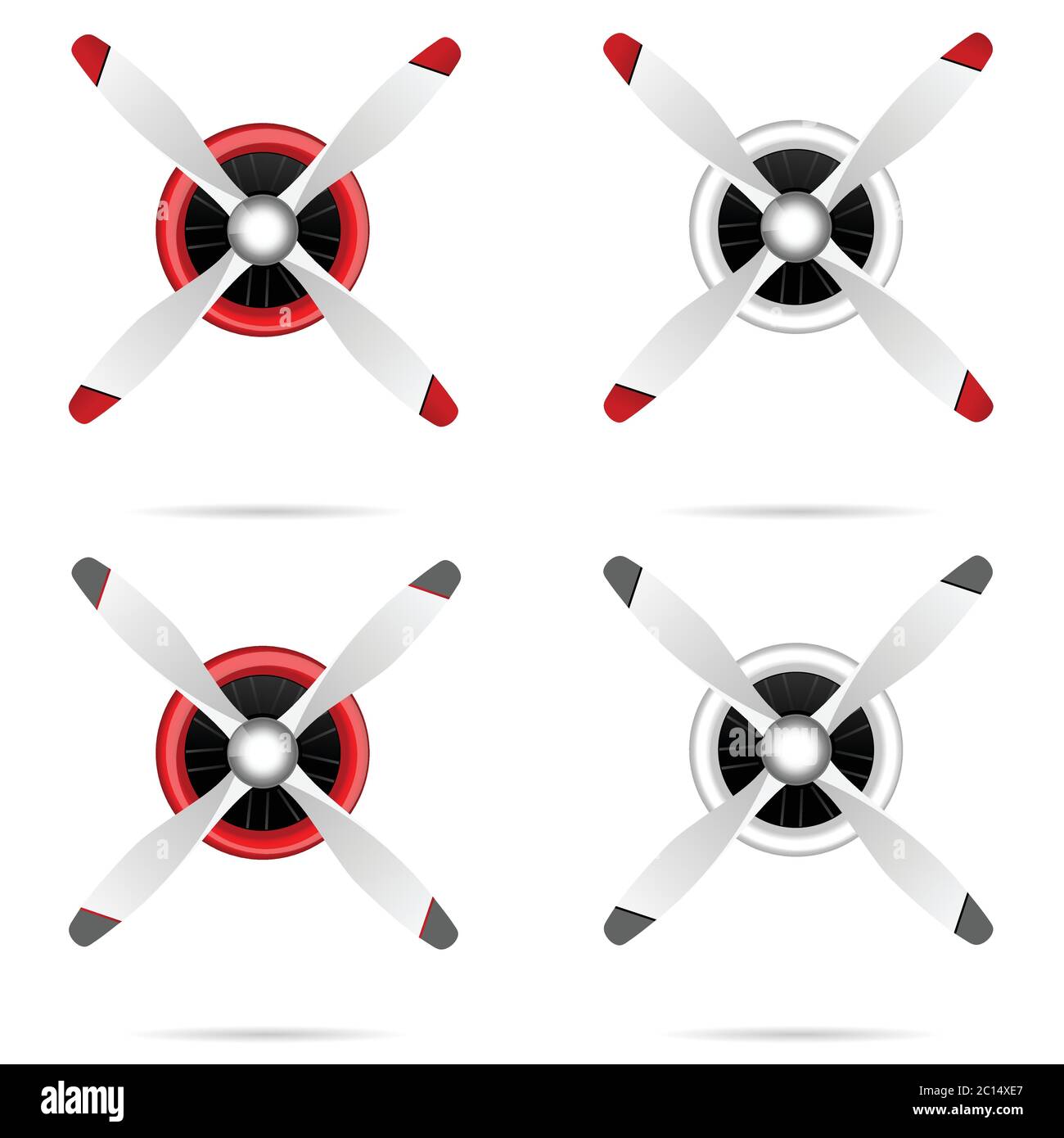 motor with propeller in red and white color set illustration Stock ...