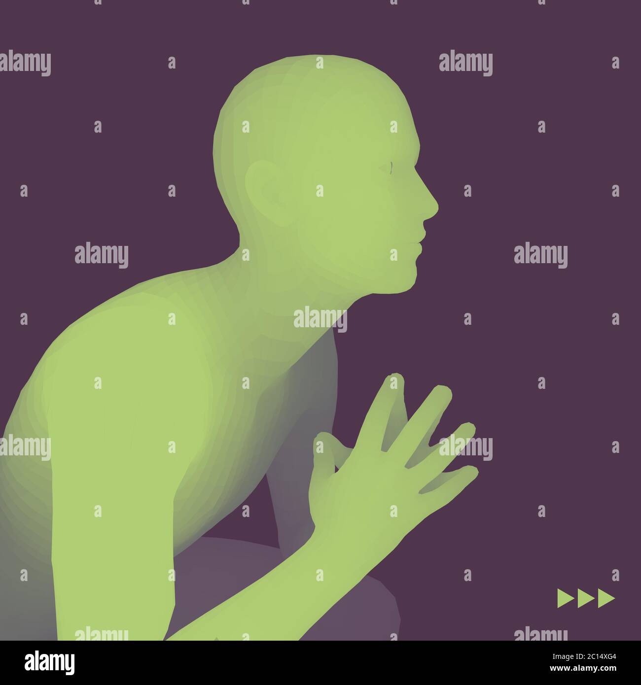 Man in a Thinker Pose. 3D Model of Man. Business, Science, Psychology ...