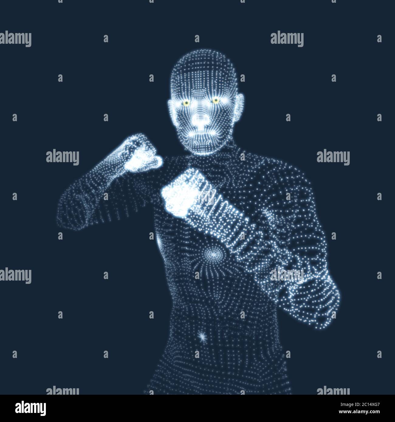 Boxer. Fighting Man. 3D Model of Man. Human Body Model. Body Scanning ...
