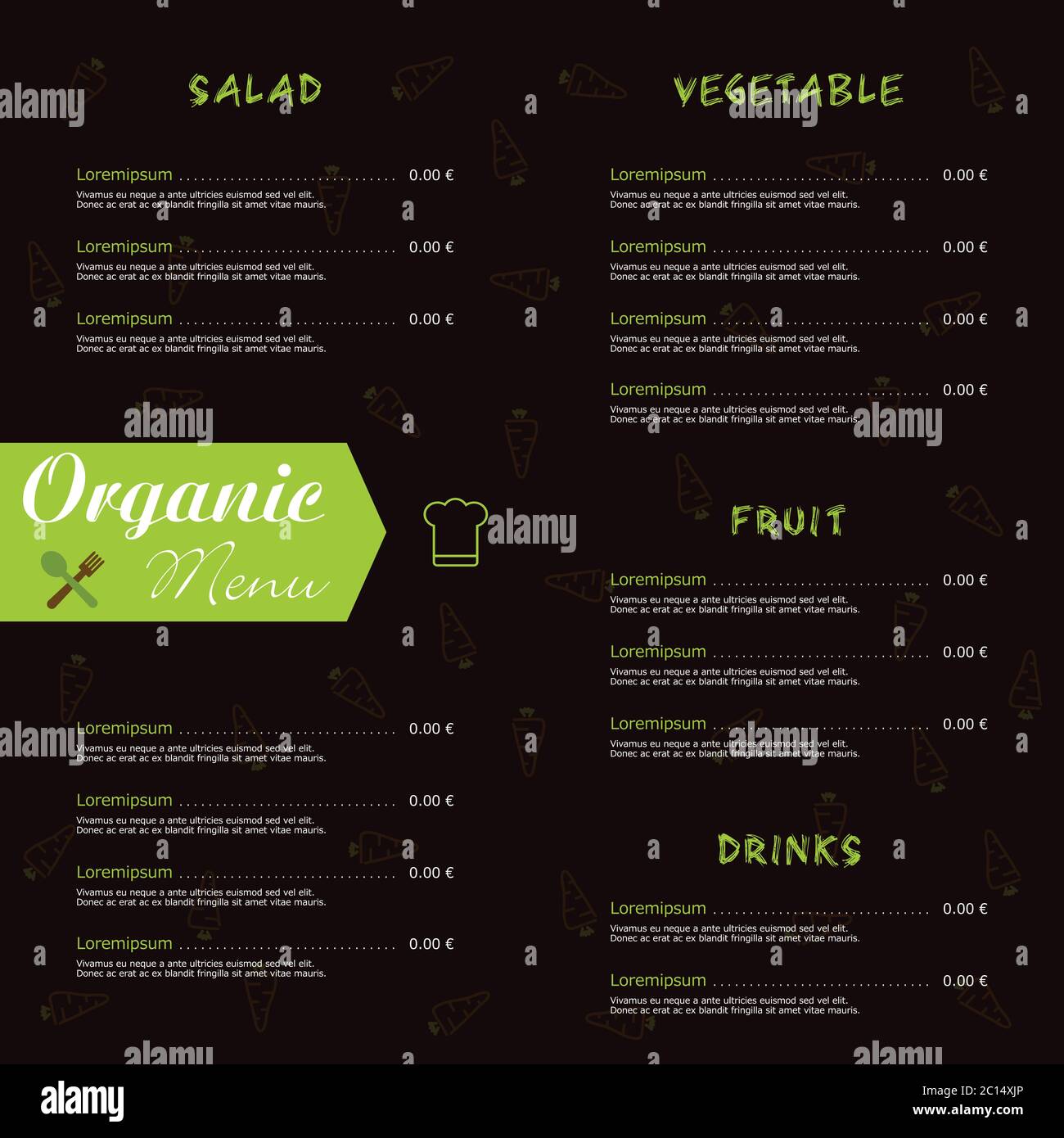 organic menu food in color art illustration Stock Vector Image & Art ...
