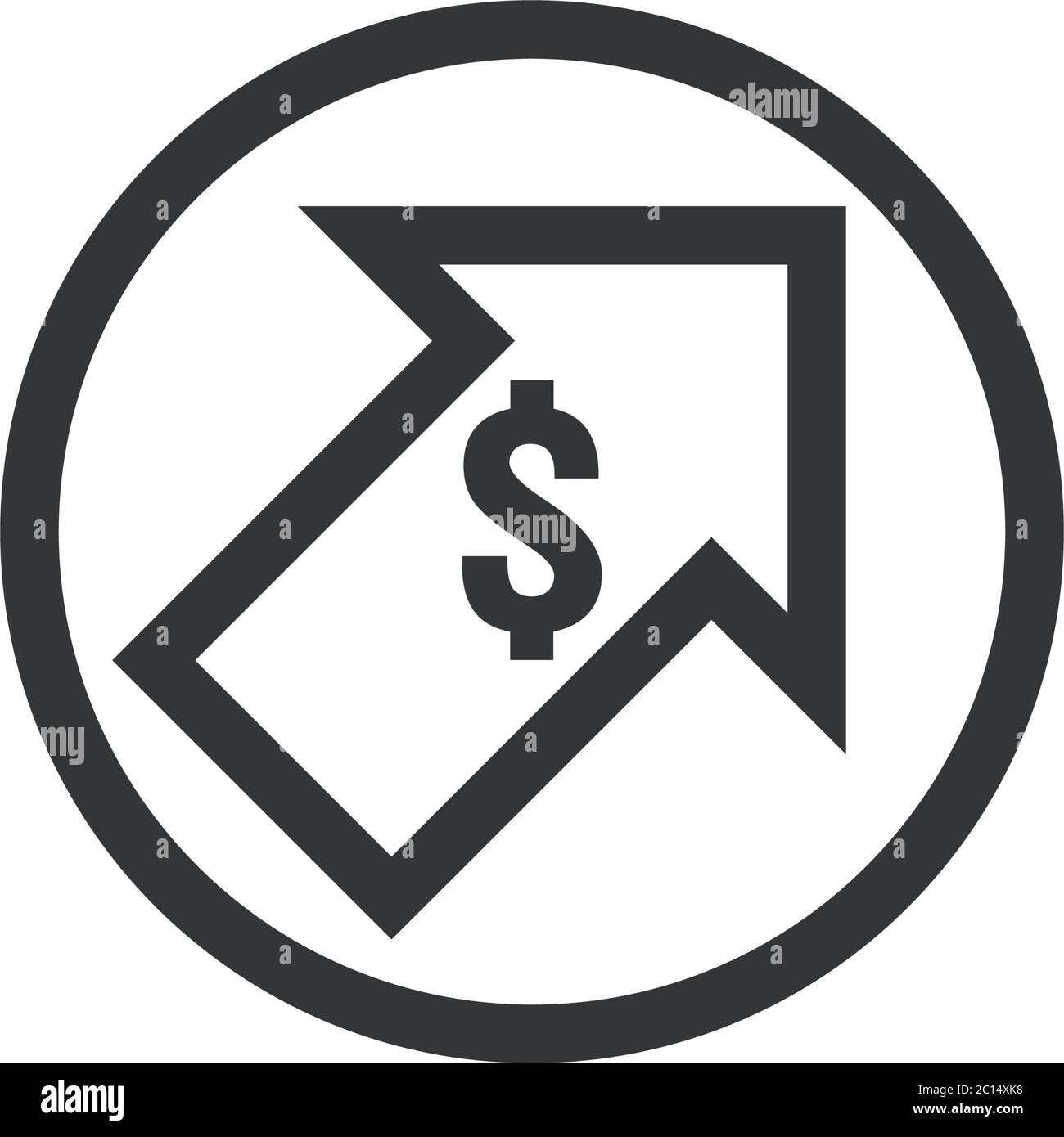 dollar rate increase icon. Money symbol with stretching arrow up ...