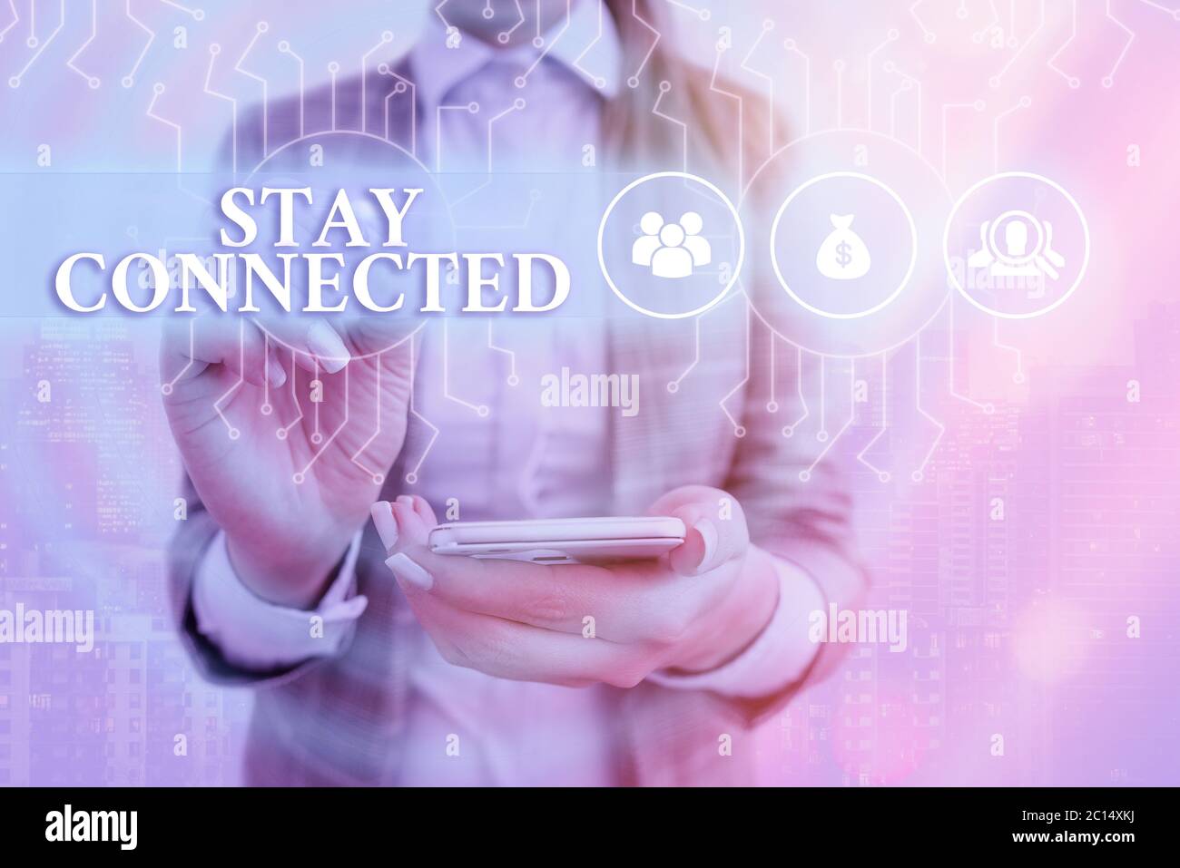 Text sign showing Stay Connected. Business photo text to remain having ...