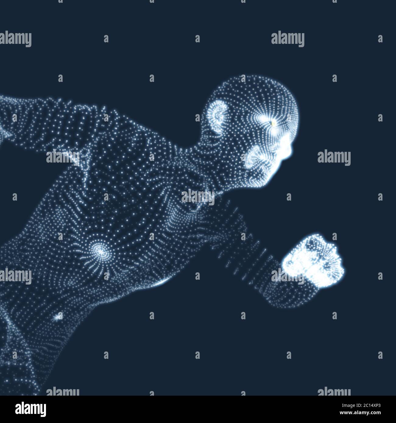 Running Man. Vector Graphics Composed of Particles. 3D Model of Man ...