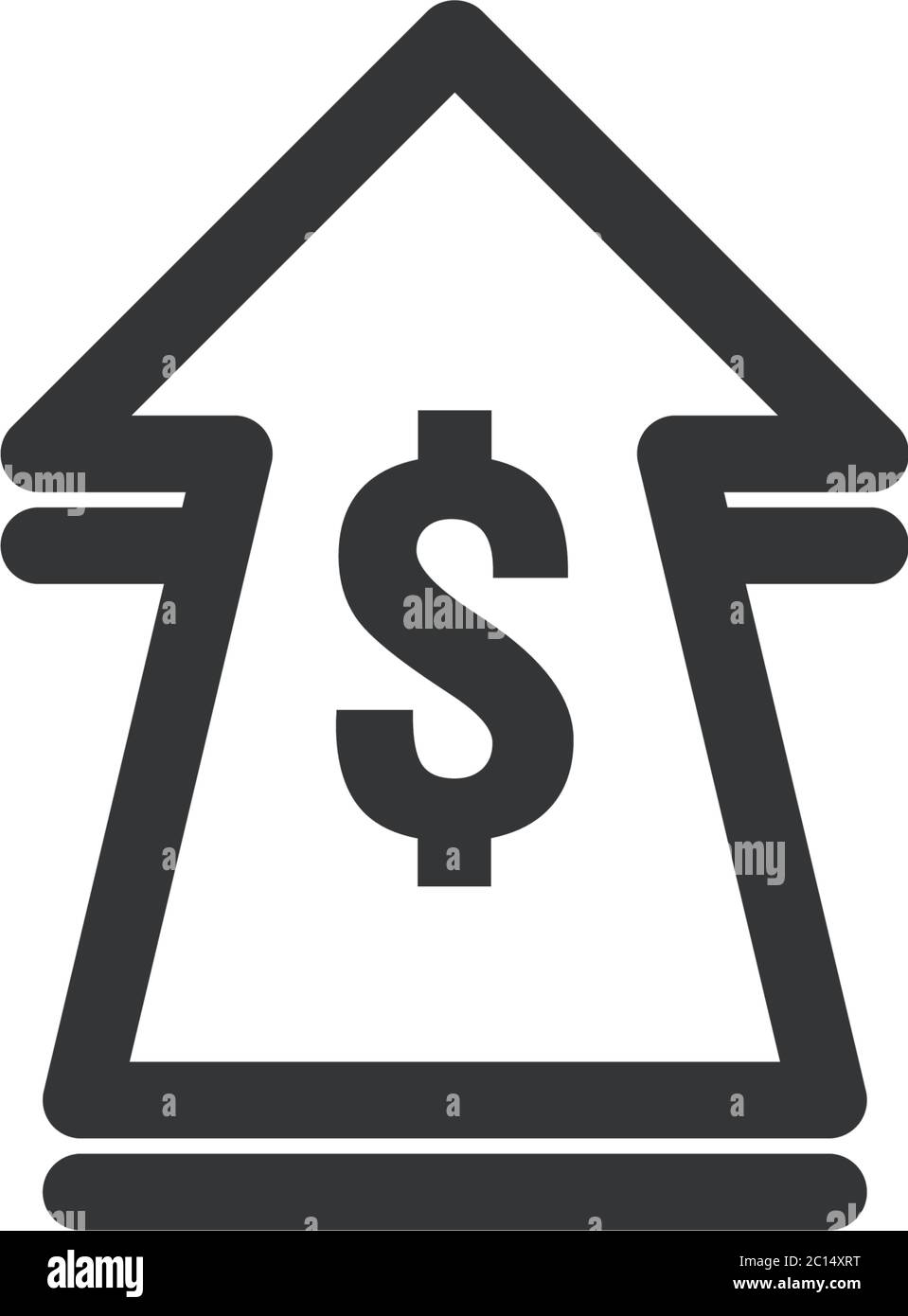 dollar rate increase icon. Money symbol with stretching arrow up ...