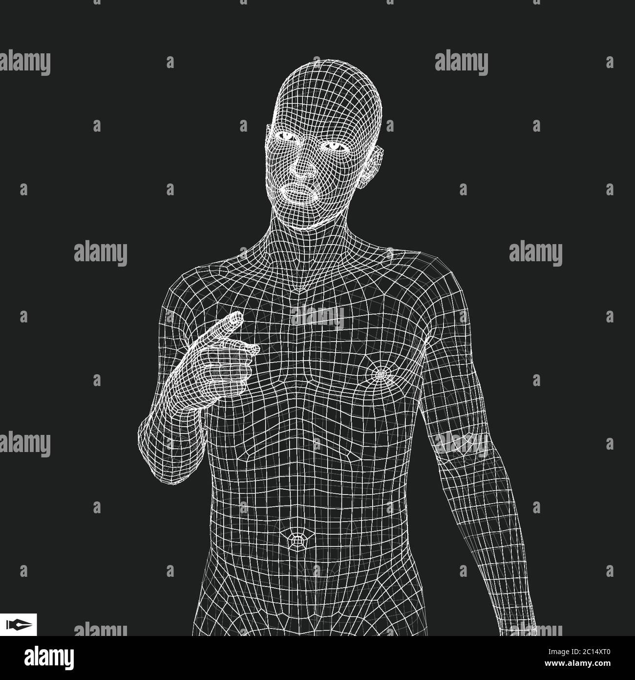 Man Pointing his Finger. 3D Model of Man. Geometric Design. Vector ...