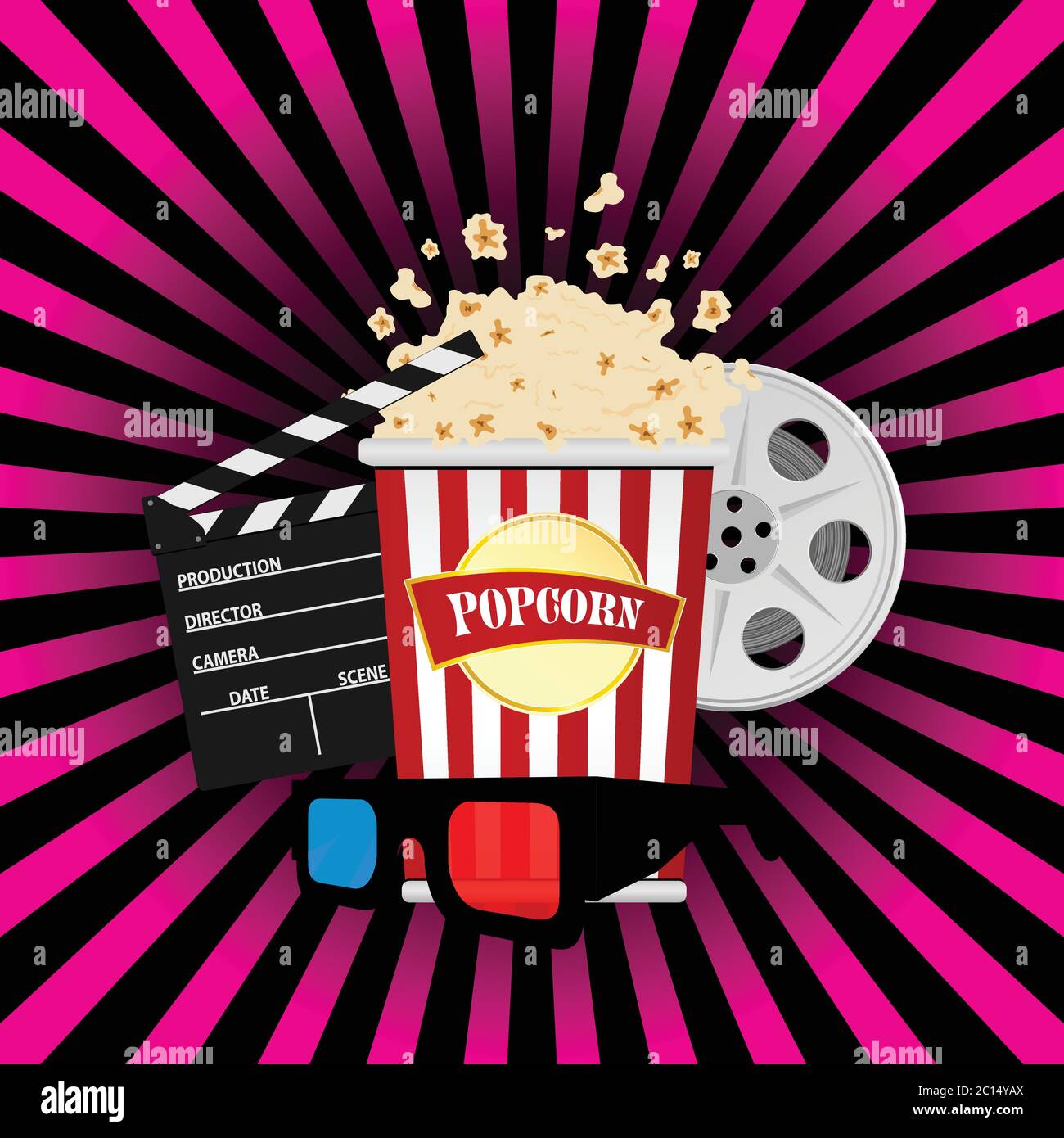 popcorn with movie sign colored illustration Stock Vector Image & Art ...