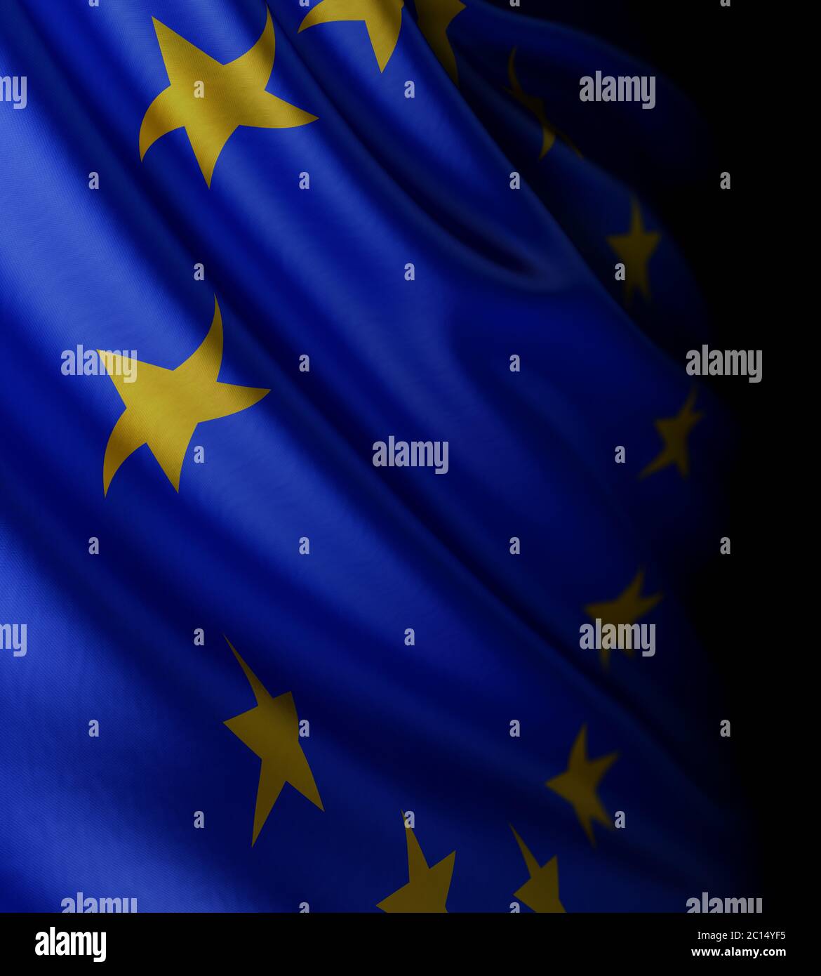 3d illustration of a close-up of the flag of the European Union moving ...