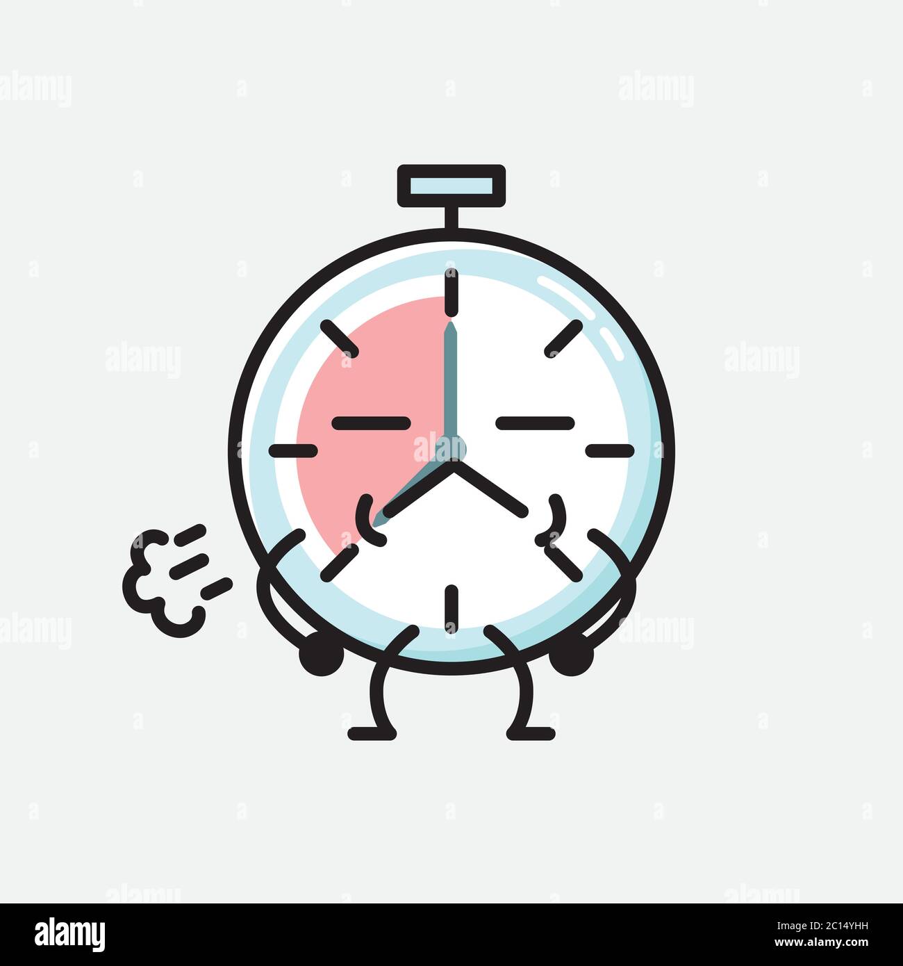 An illustration of Cute Timer Clock Mascot Vector Character in Flat ...