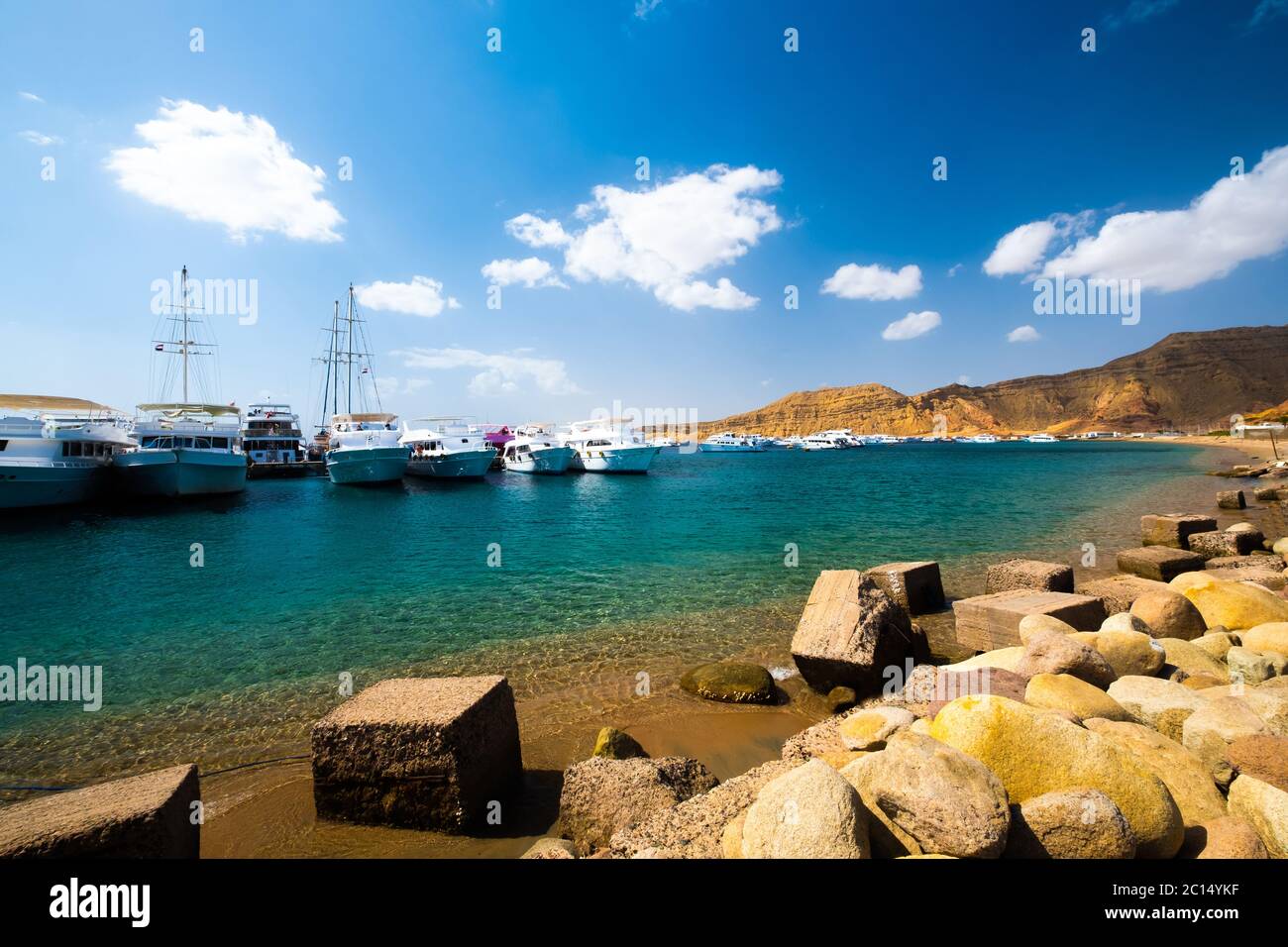 Beatiful view on naval harbor with white ships Stock Photo - Alamy
