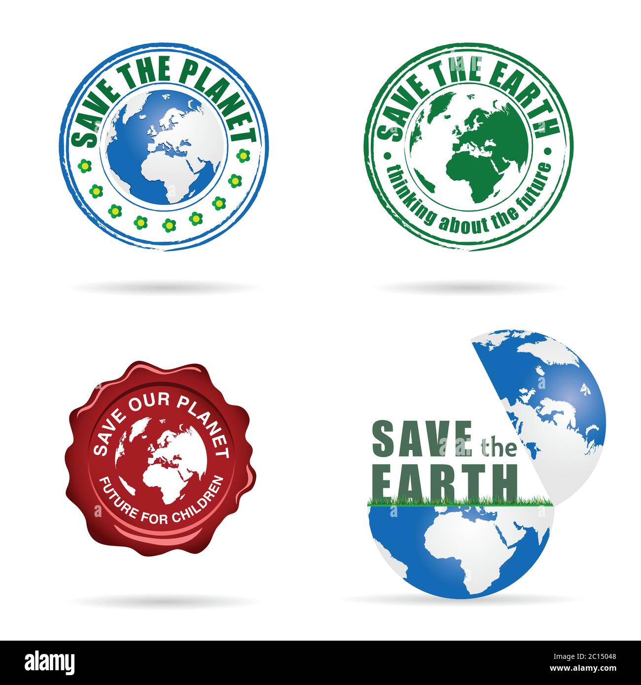 save planet earth sign set illustration in colorful Stock Vector Image ...