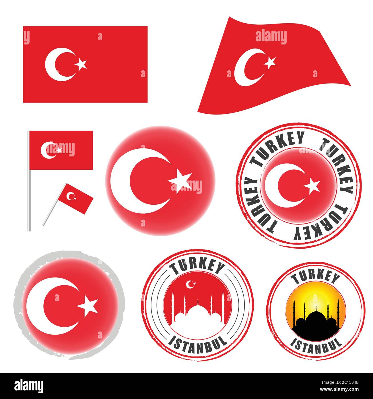 turkey flag set color illustration design on white background Stock ...