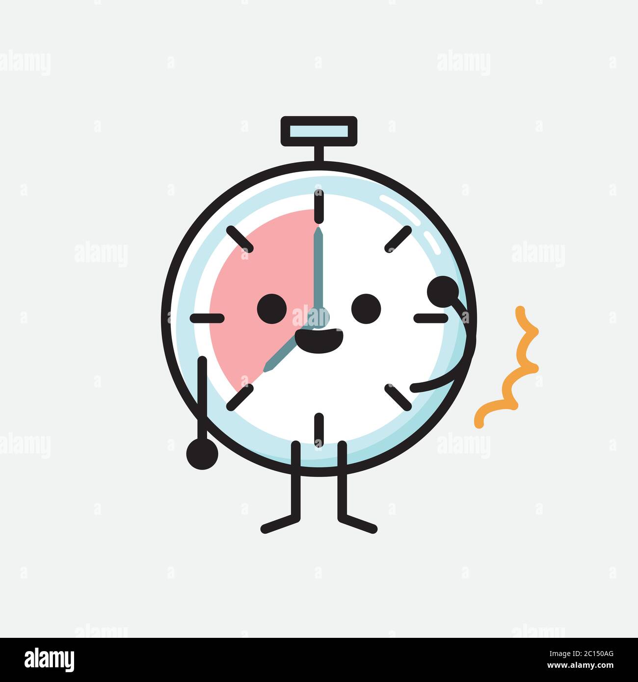 An illustration of Cute Timer Clock Mascot Vector Character in Flat ...