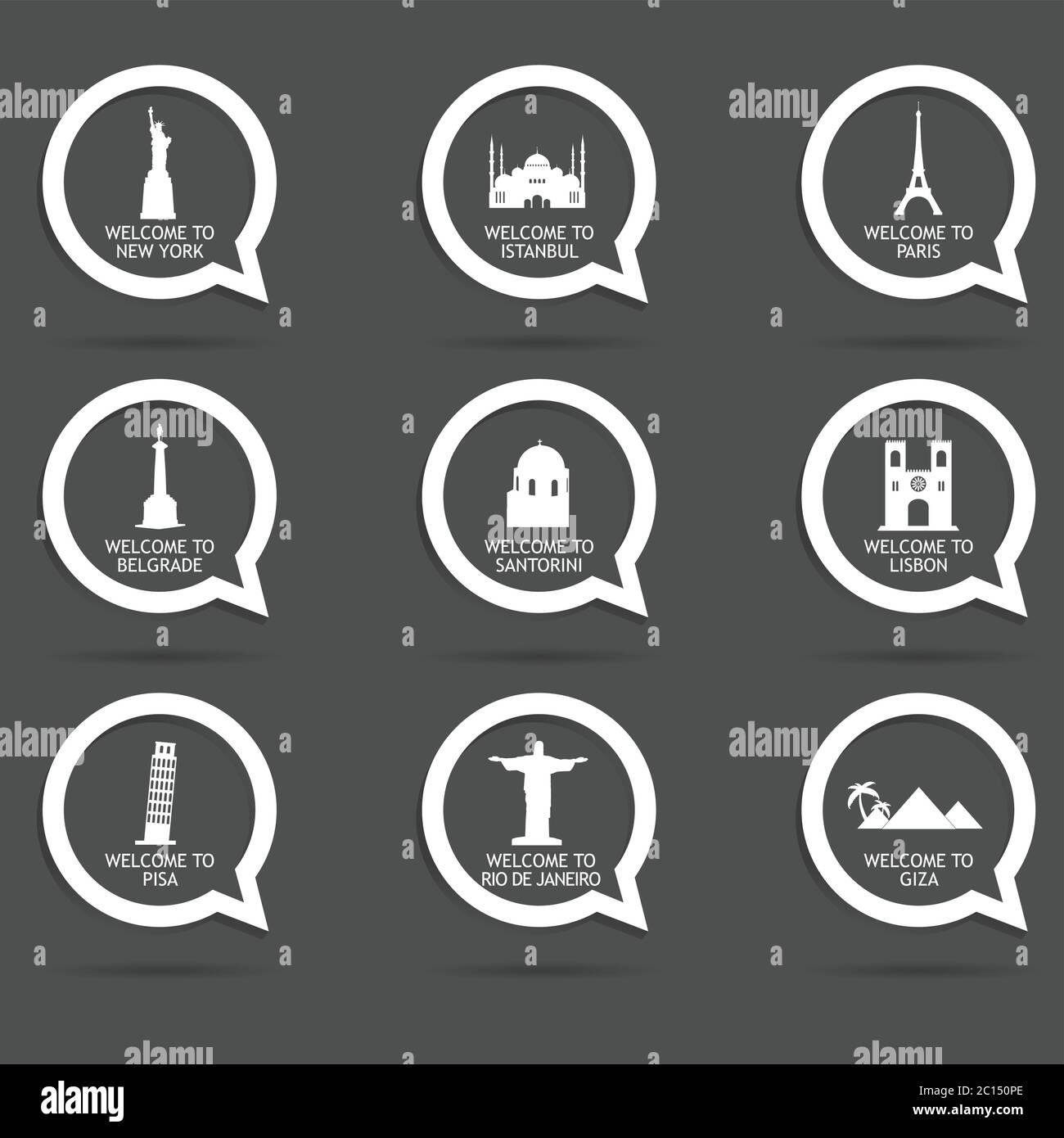 symbol of ancient world monument set illustration on grey Stock Vector ...