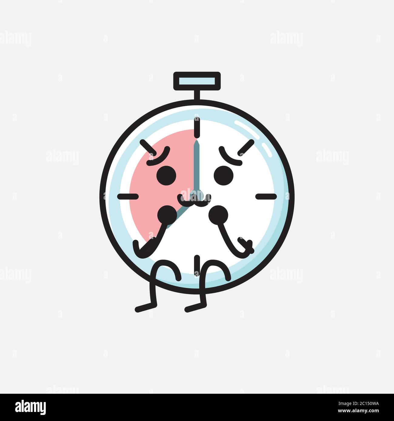 An illustration of Cute Timer Clock Mascot Vector Character in Flat ...