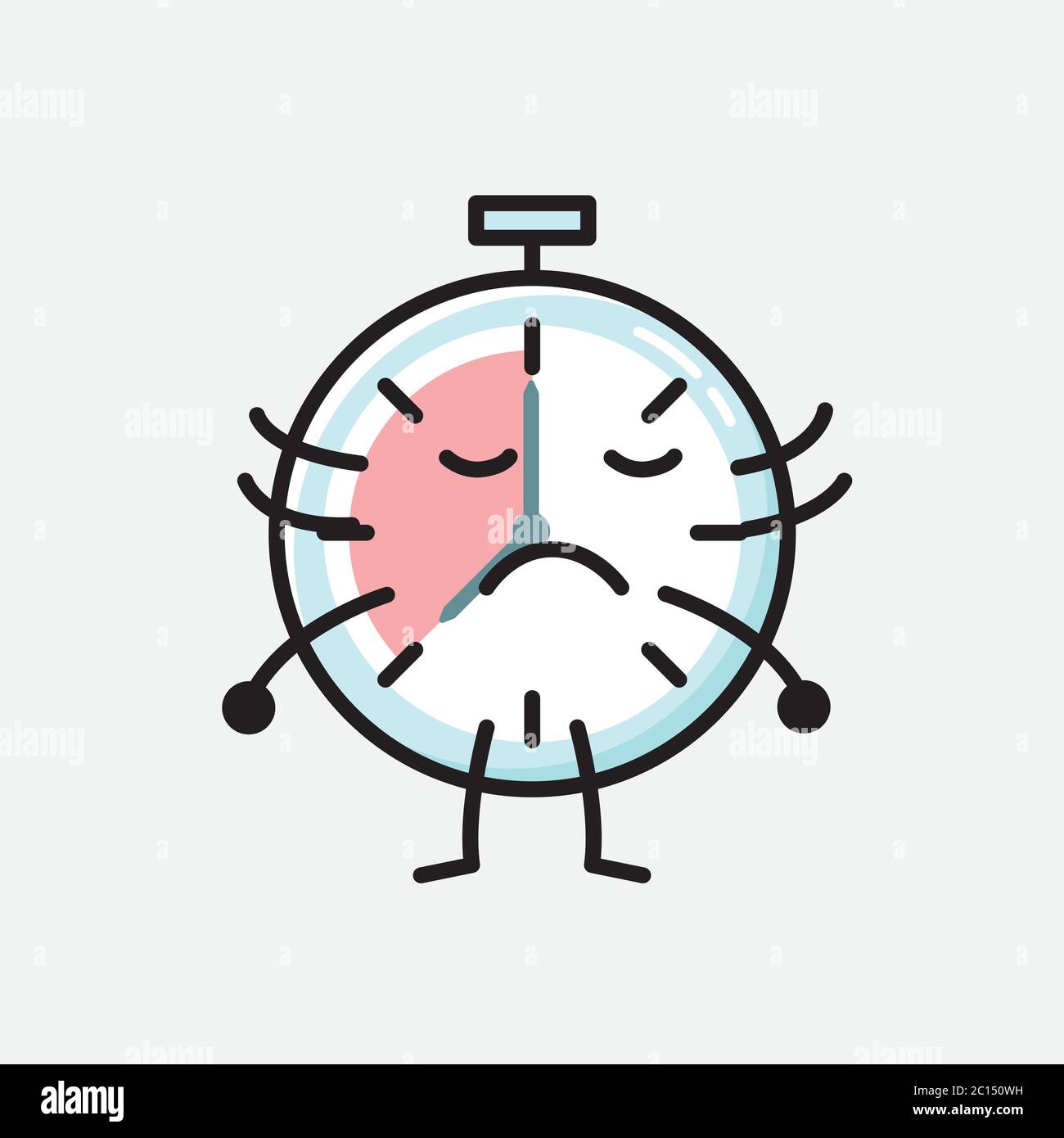 An illustration of Cute Timer Clock Mascot Vector Character in Flat ...