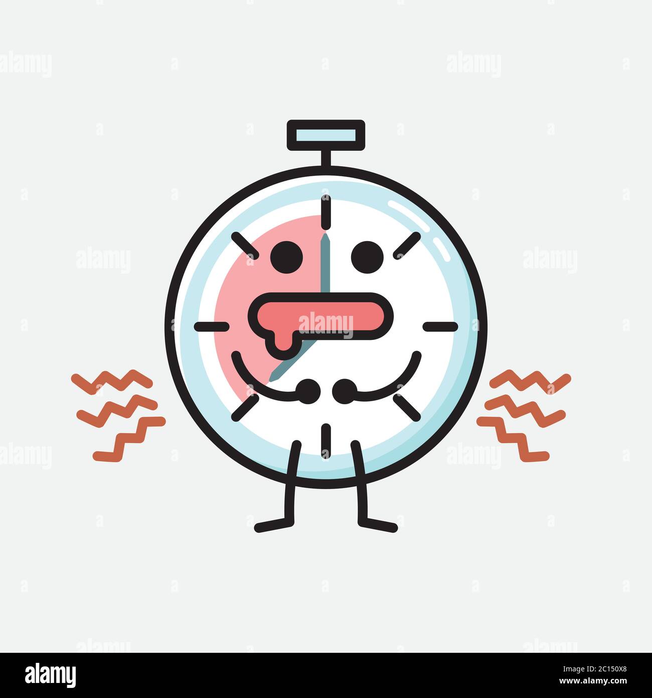An illustration of Cute Timer Clock Mascot Vector Character in Flat ...