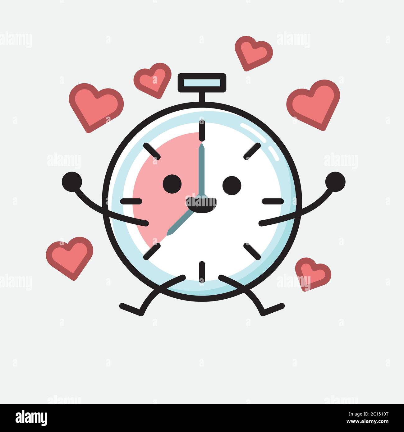 An illustration of Cute Timer Clock Mascot Vector Character in Flat ...