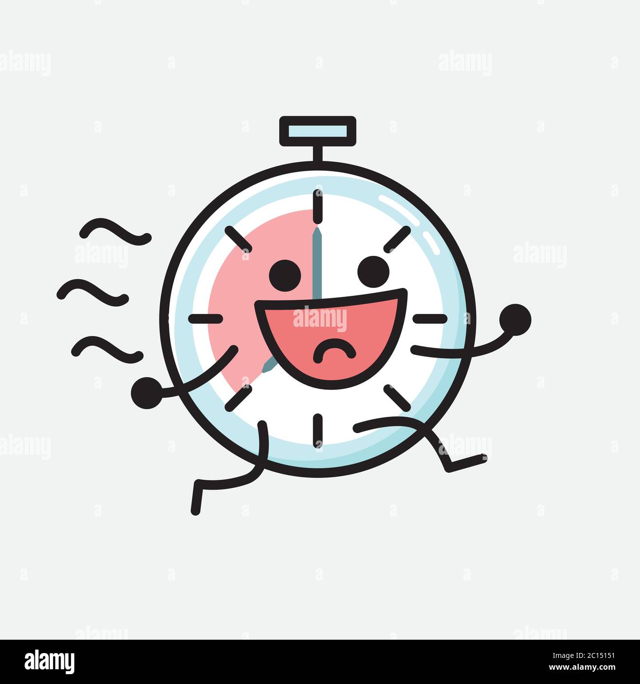 An illustration of Cute Timer Clock Mascot Vector Character in Flat ...