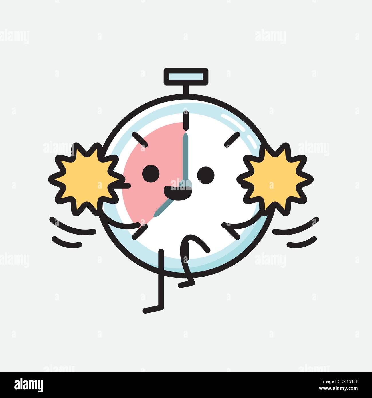 An illustration of Cute Timer Clock Mascot Vector Character in Flat ...