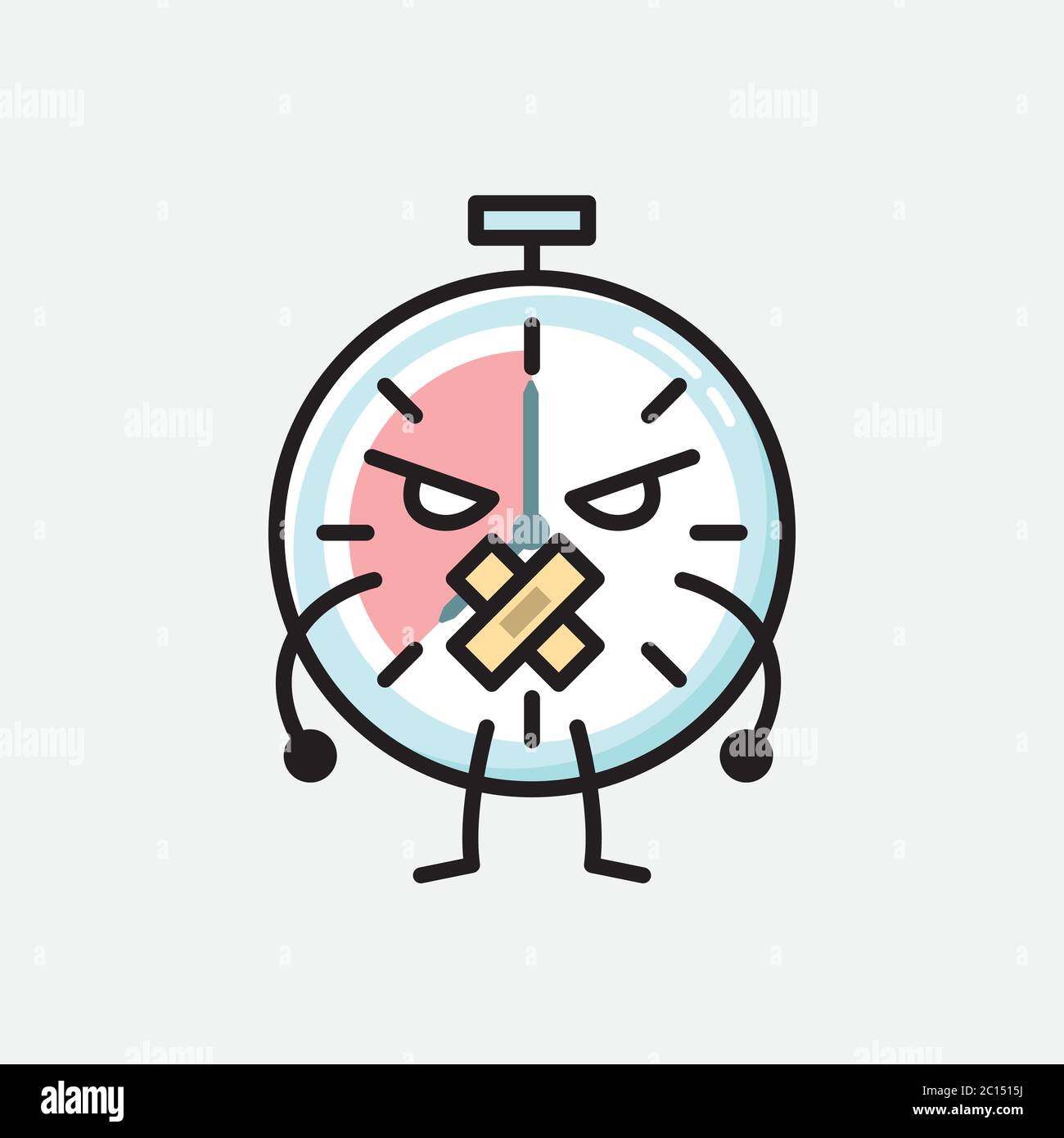 An illustration of Cute Timer Clock Mascot Vector Character in Flat ...