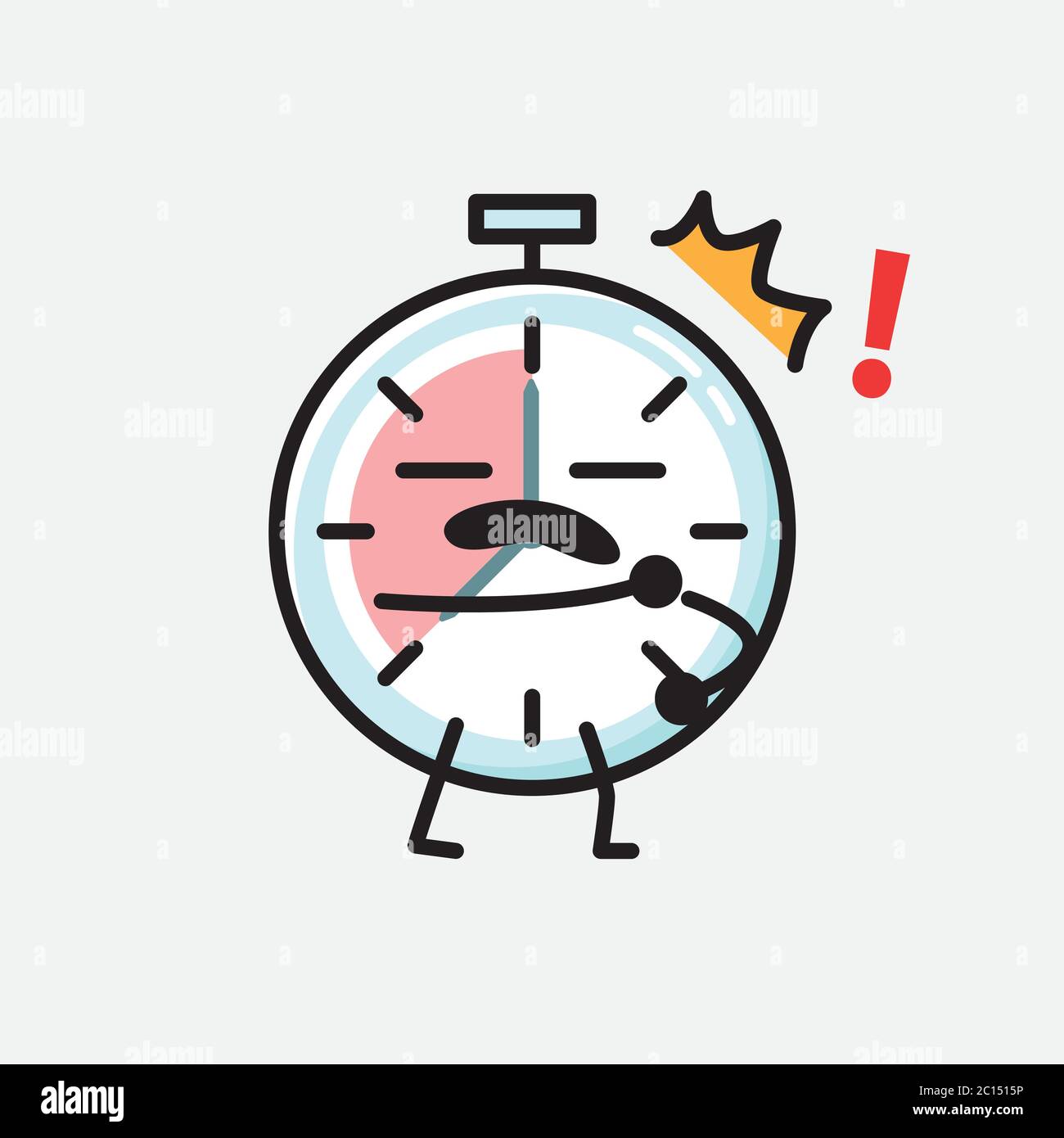 An illustration of Cute Timer Clock Mascot Vector Character in Flat ...