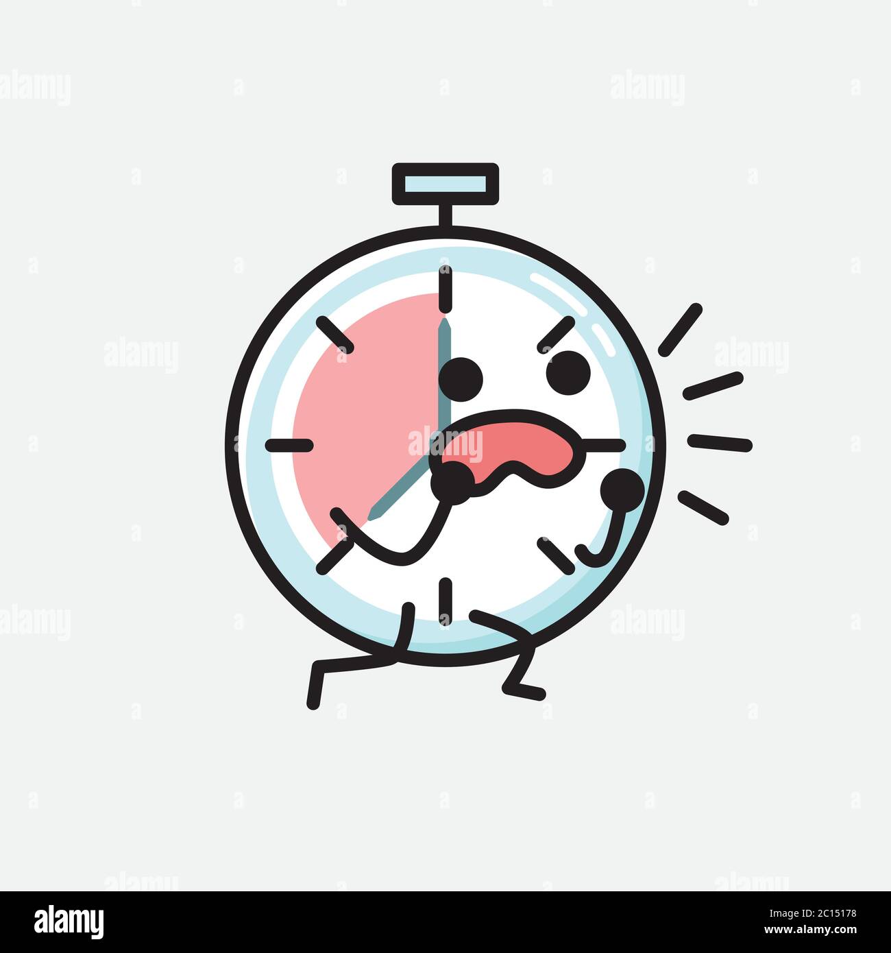 An illustration of Cute Timer Clock Mascot Vector Character in Flat ...