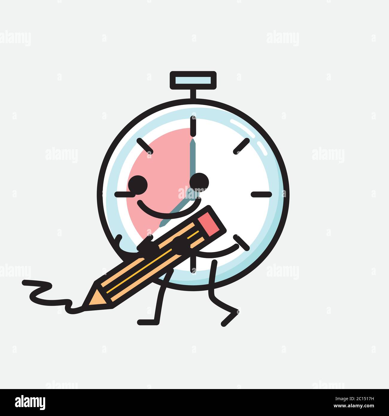 An illustration of Cute Timer Clock Mascot Vector Character in Flat ...