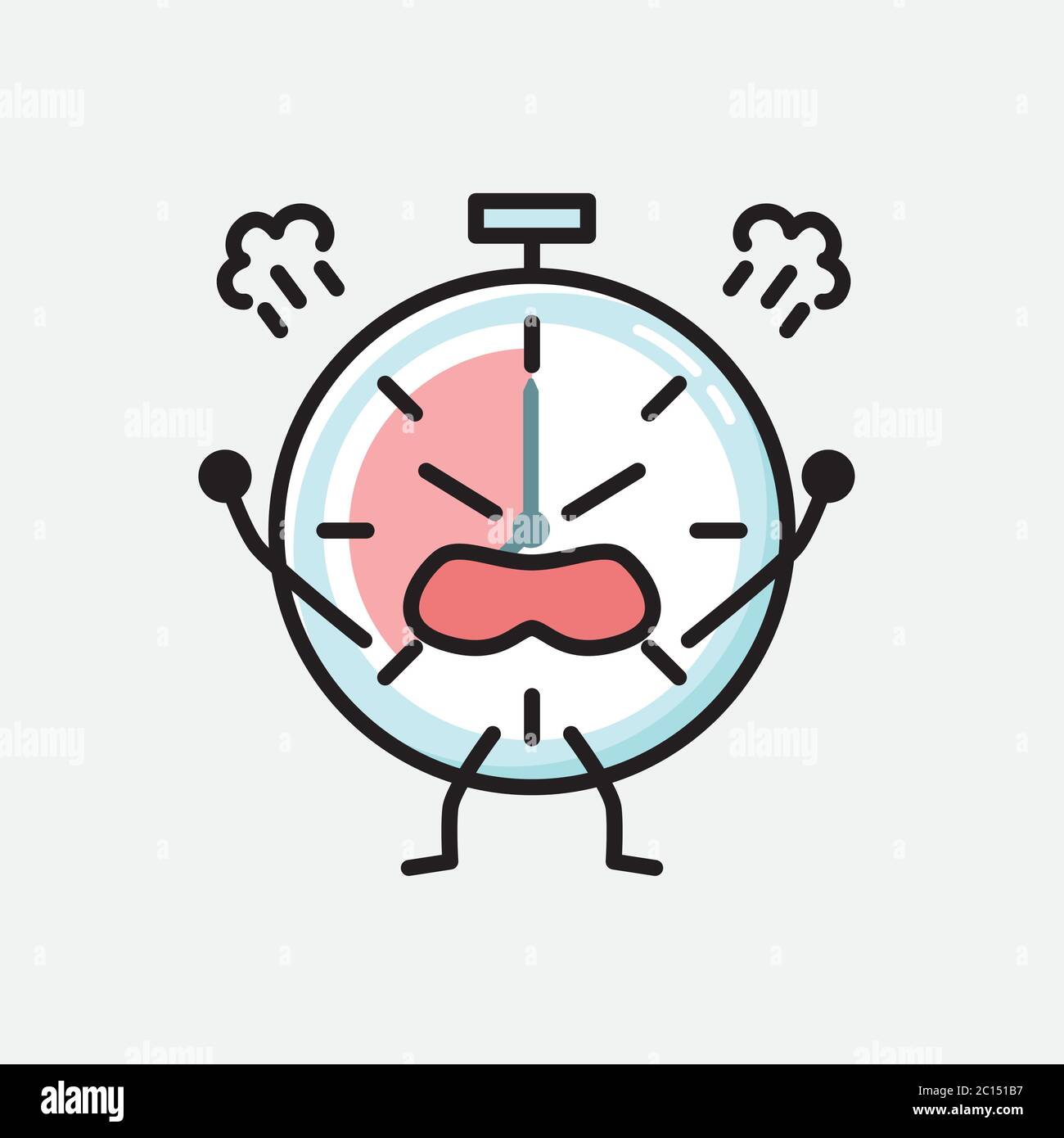 An illustration of Cute Timer Clock Mascot Vector Character in Flat ...