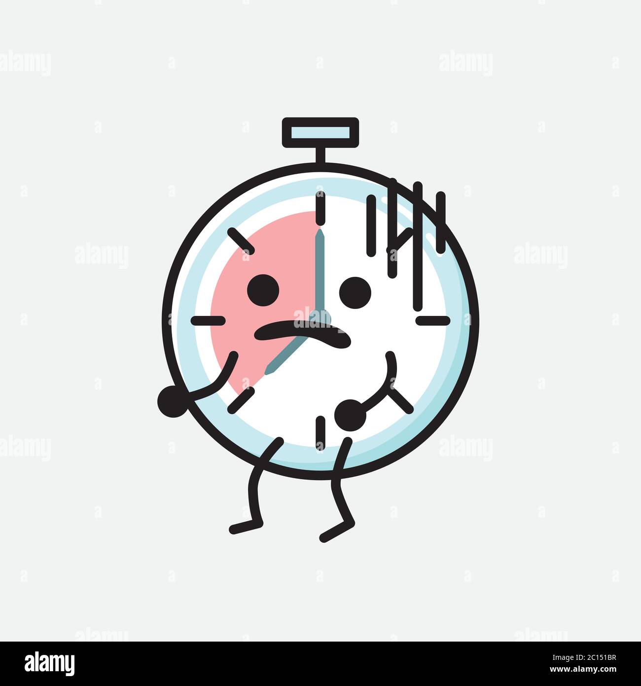 An illustration of Cute Timer Clock Mascot Vector Character in Flat ...