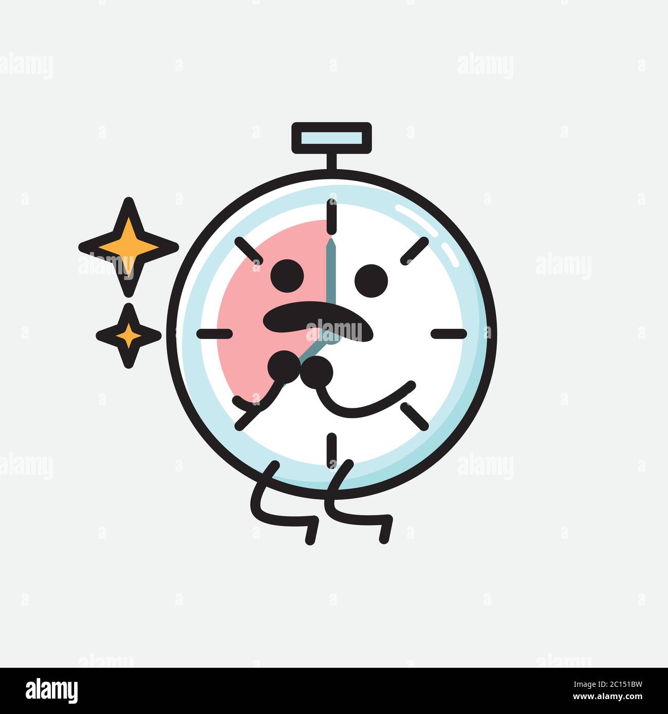 An illustration of Cute Timer Clock Mascot Vector Character in Flat ...