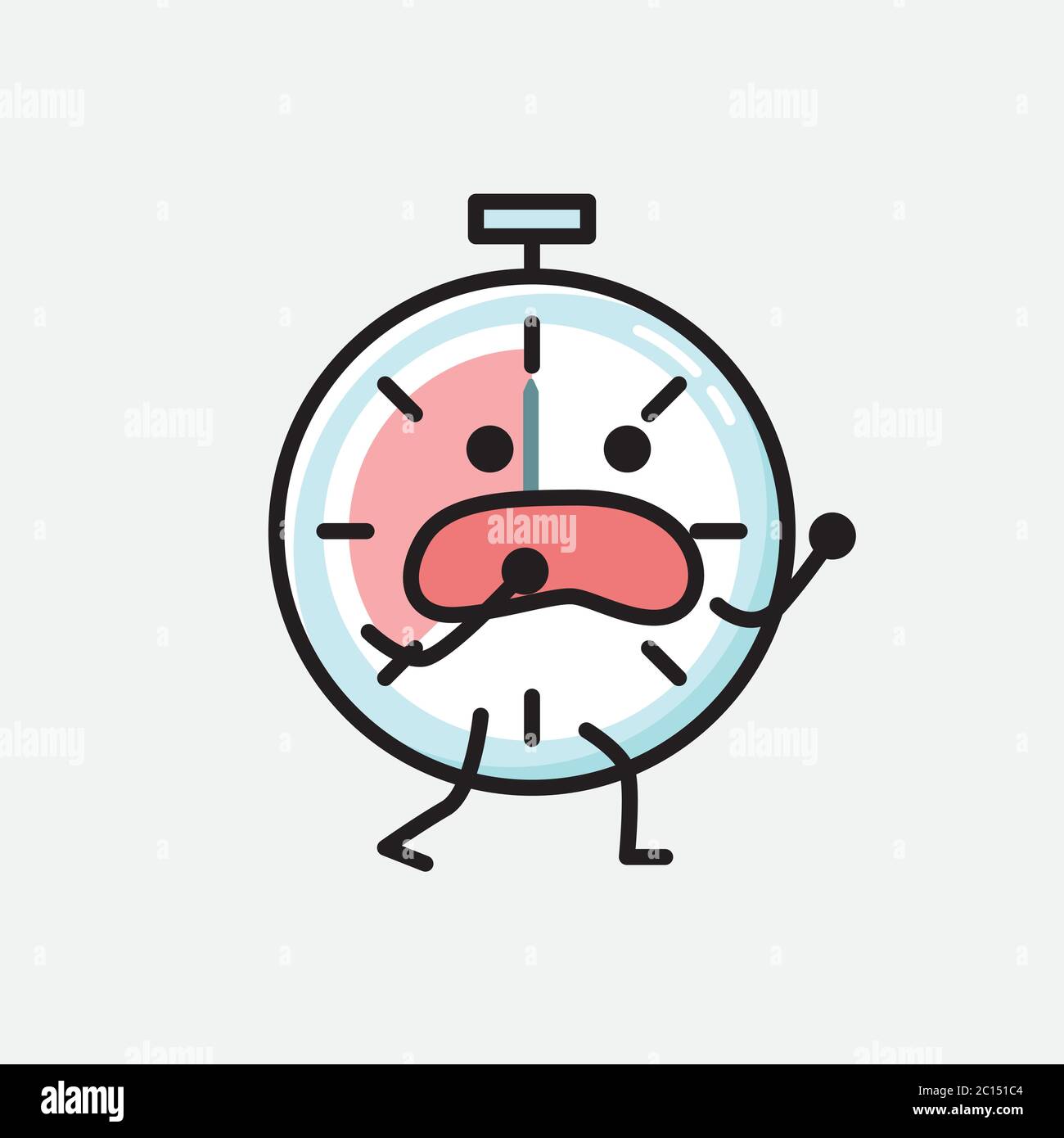 An illustration of Cute Timer Clock Mascot Vector Character in Flat ...